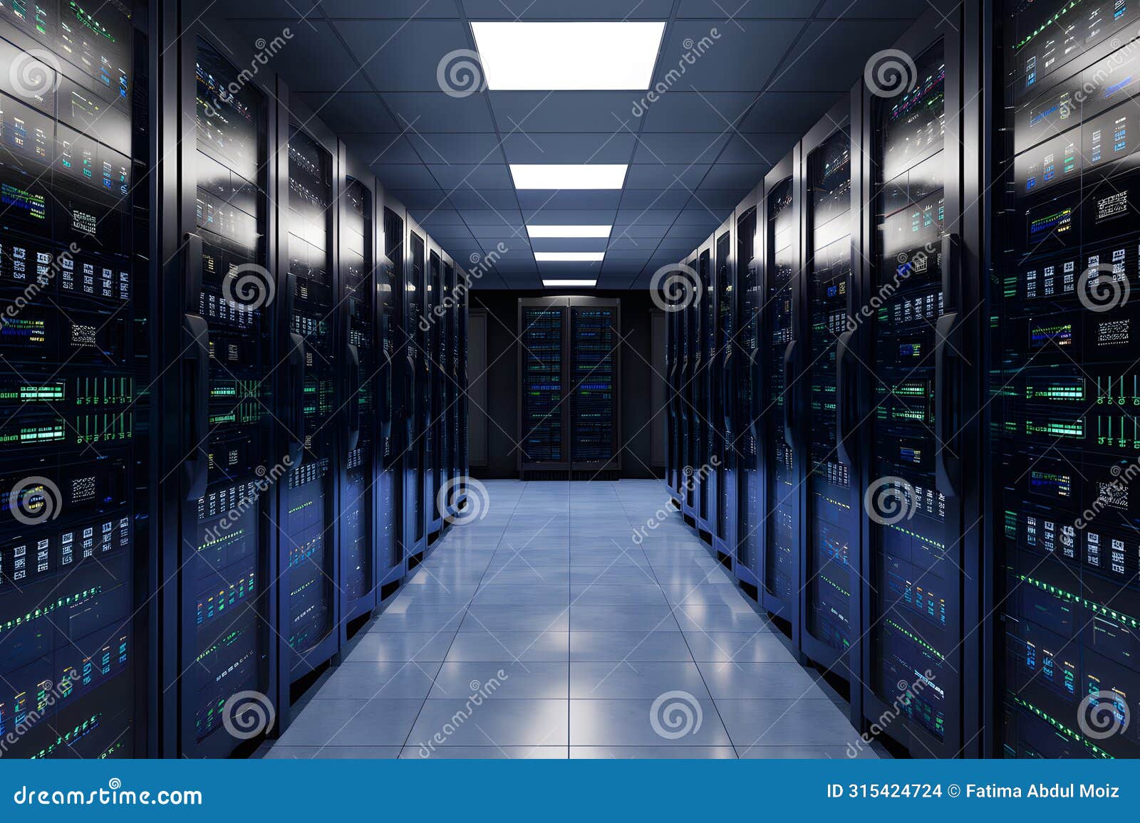 StockImage Server Room Data Center 3D Rendering with Realistic Server ...