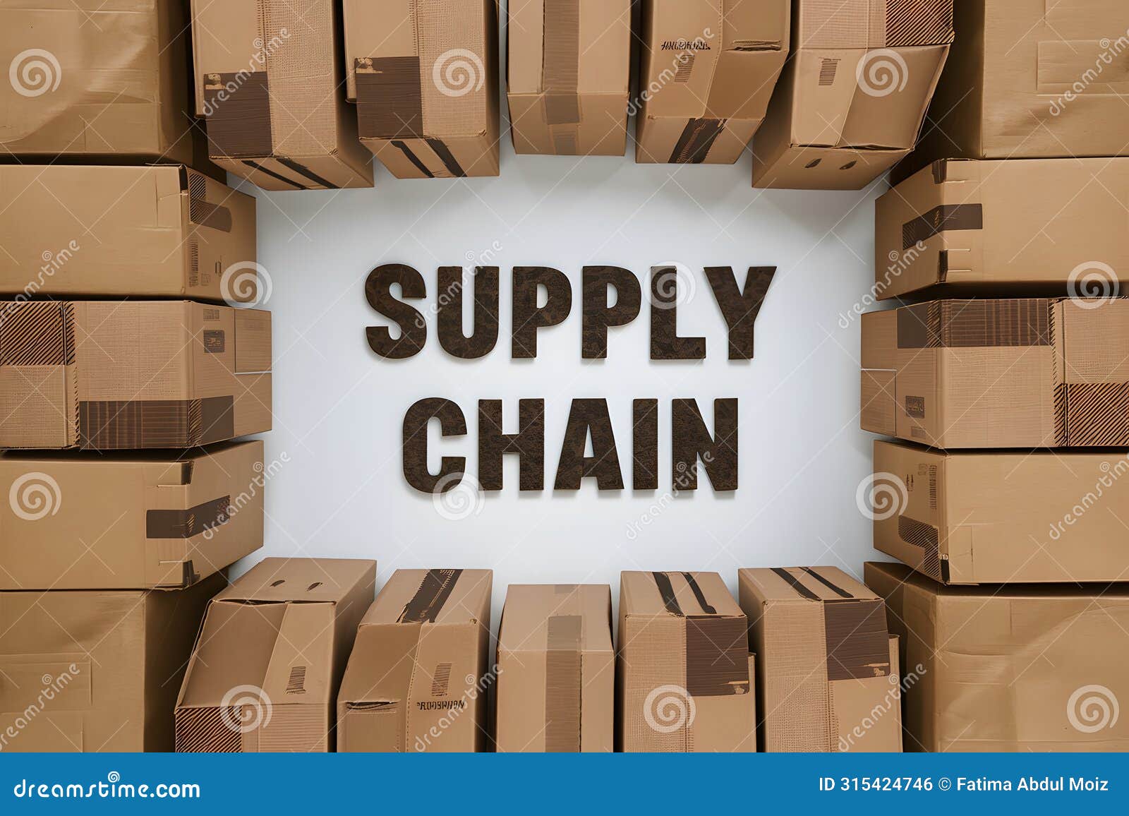 StockImage Supply Chain Visualization Carton Cardboard Boxes Arranged ...
