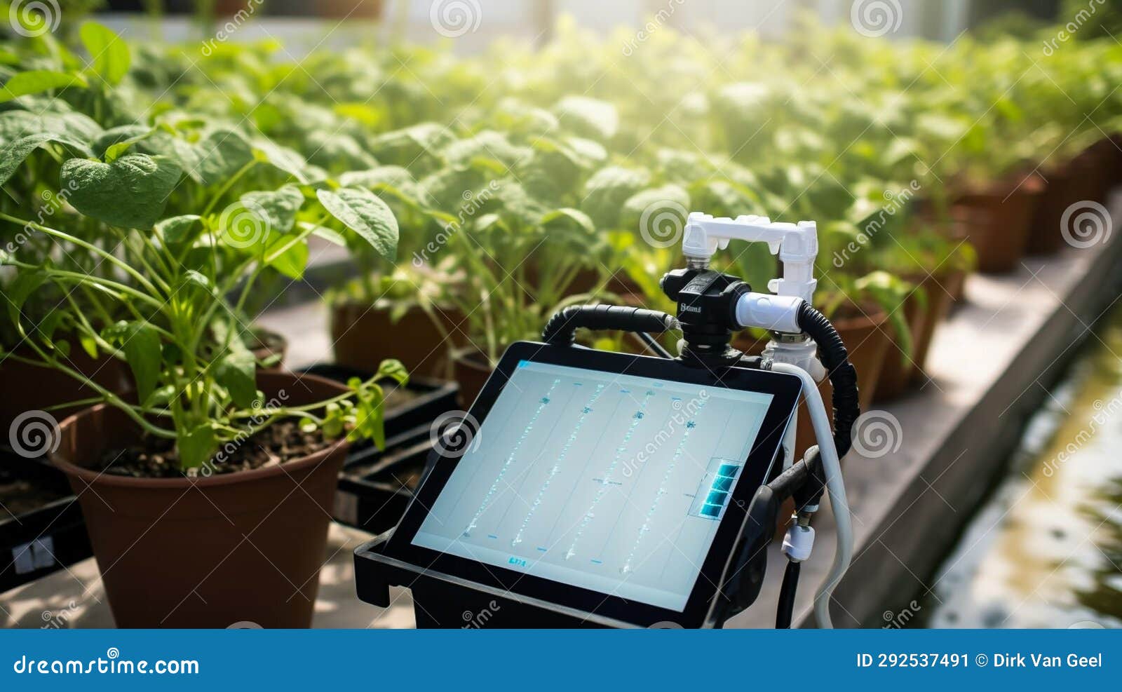 Stockphoto Automated Irrigation System Using Iot Showing Tablet With Reduced Water Use