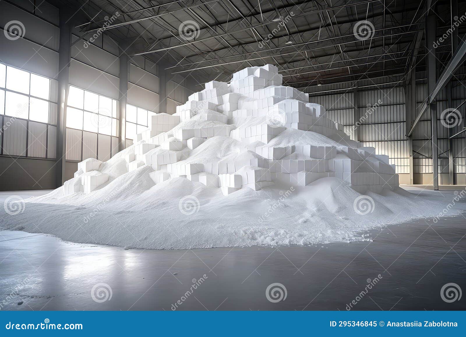 Stockpile of Sugar in Large Warehouse Stock Illustration - Illustration ...
