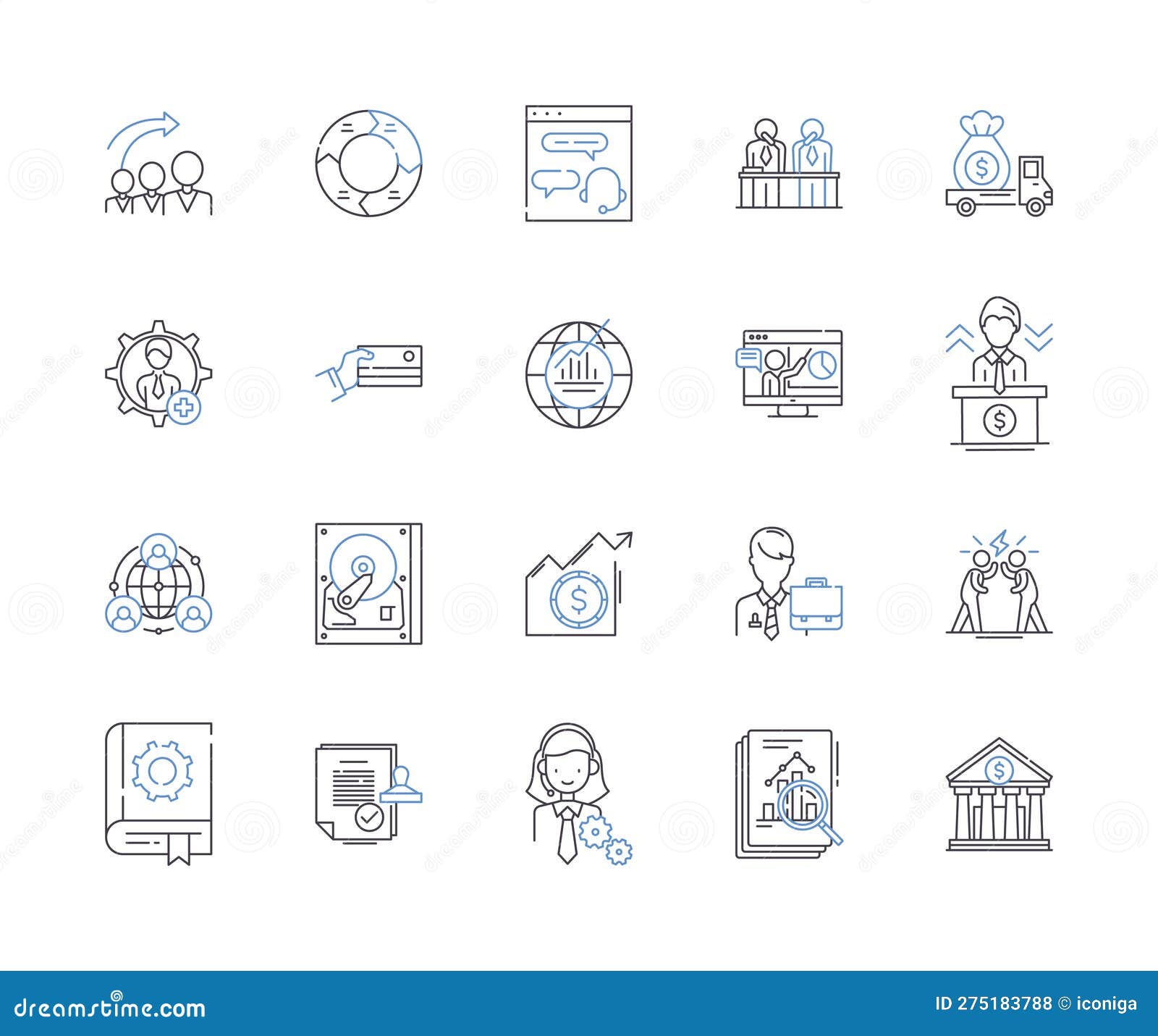 Stocks And Bonds Outline Icons Collection Stocks Bonds Investment