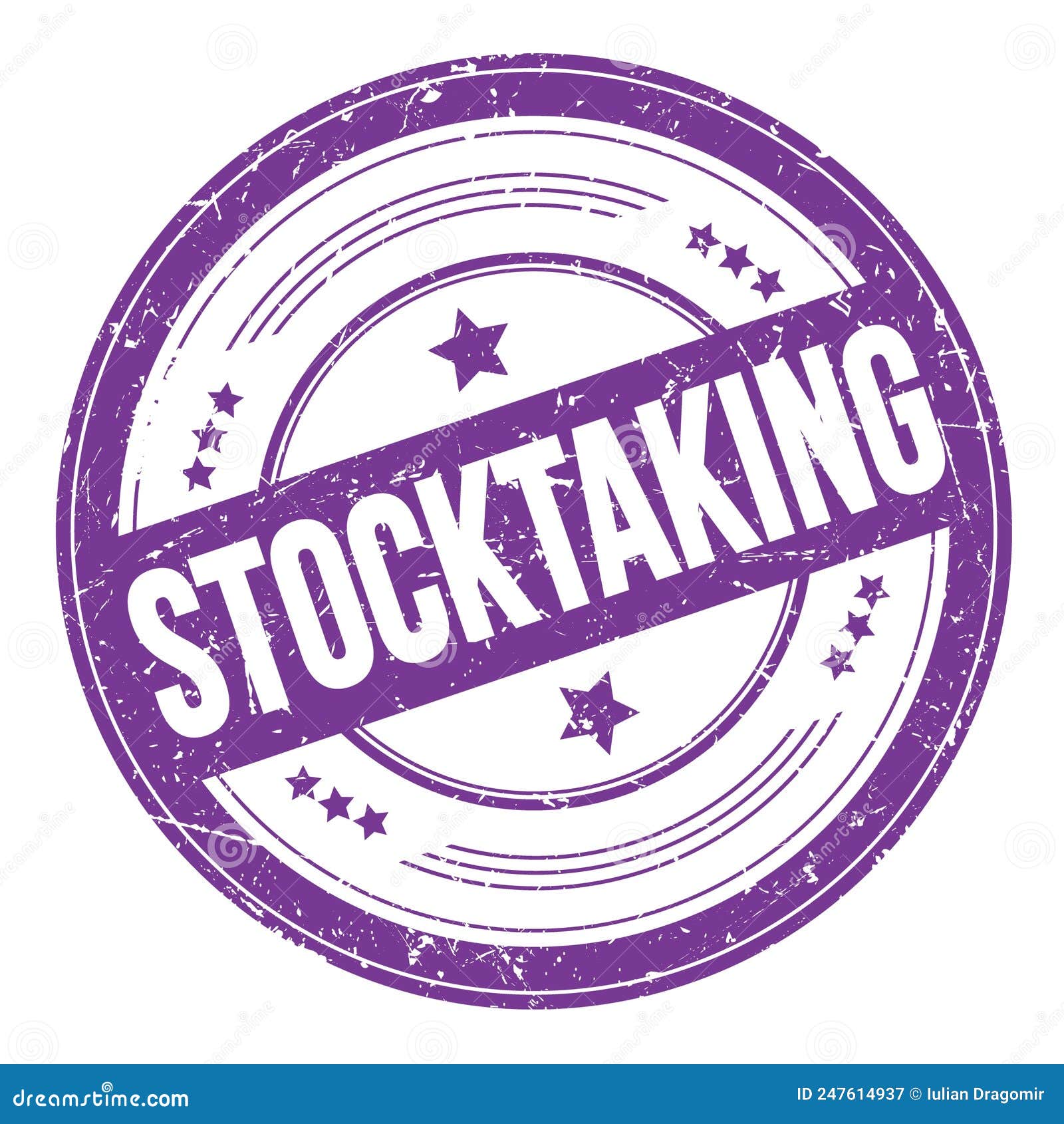 STOCKTAKING Text on Violet Indigo Round Grungy Stamp Stock Illustration ...