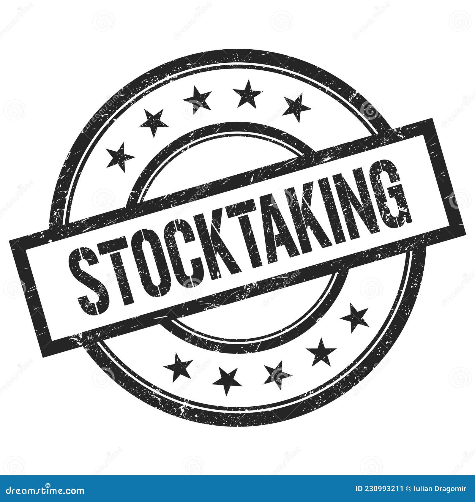 STOCKTAKING Text Written on Black Vintage Round Stamp Stock ...