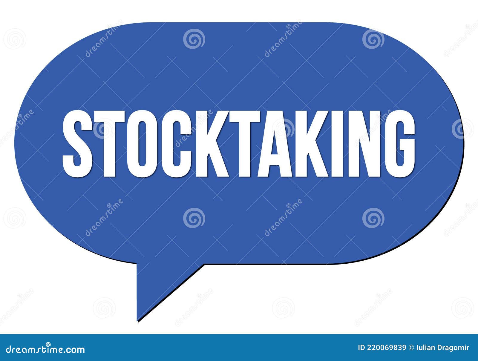 STOCKTAKING Text Written in a Blue Speech Bubble Stock Illustration ...