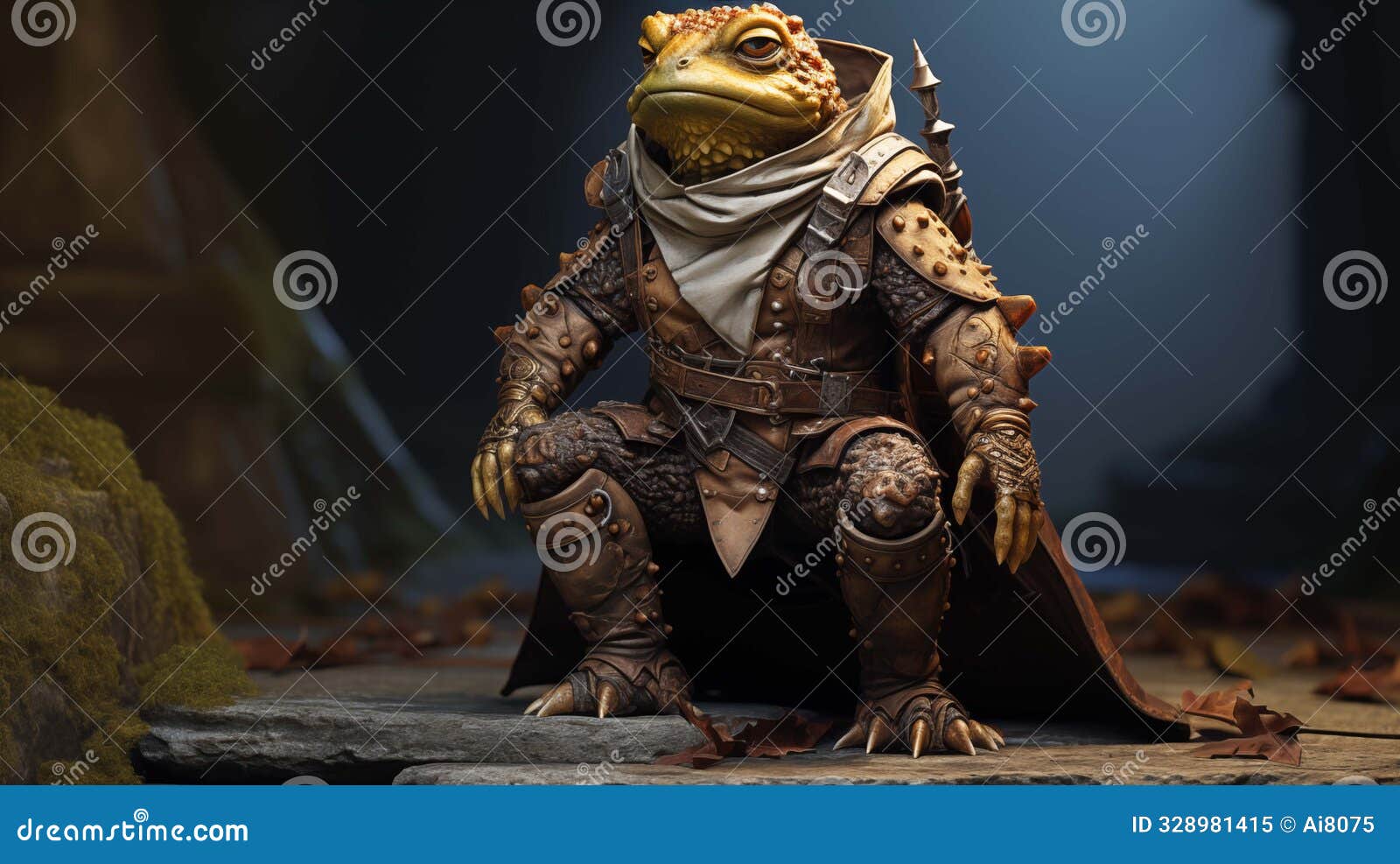 Stoic Toad Knight in Heavy Leather Armor Ai Generated Character ...