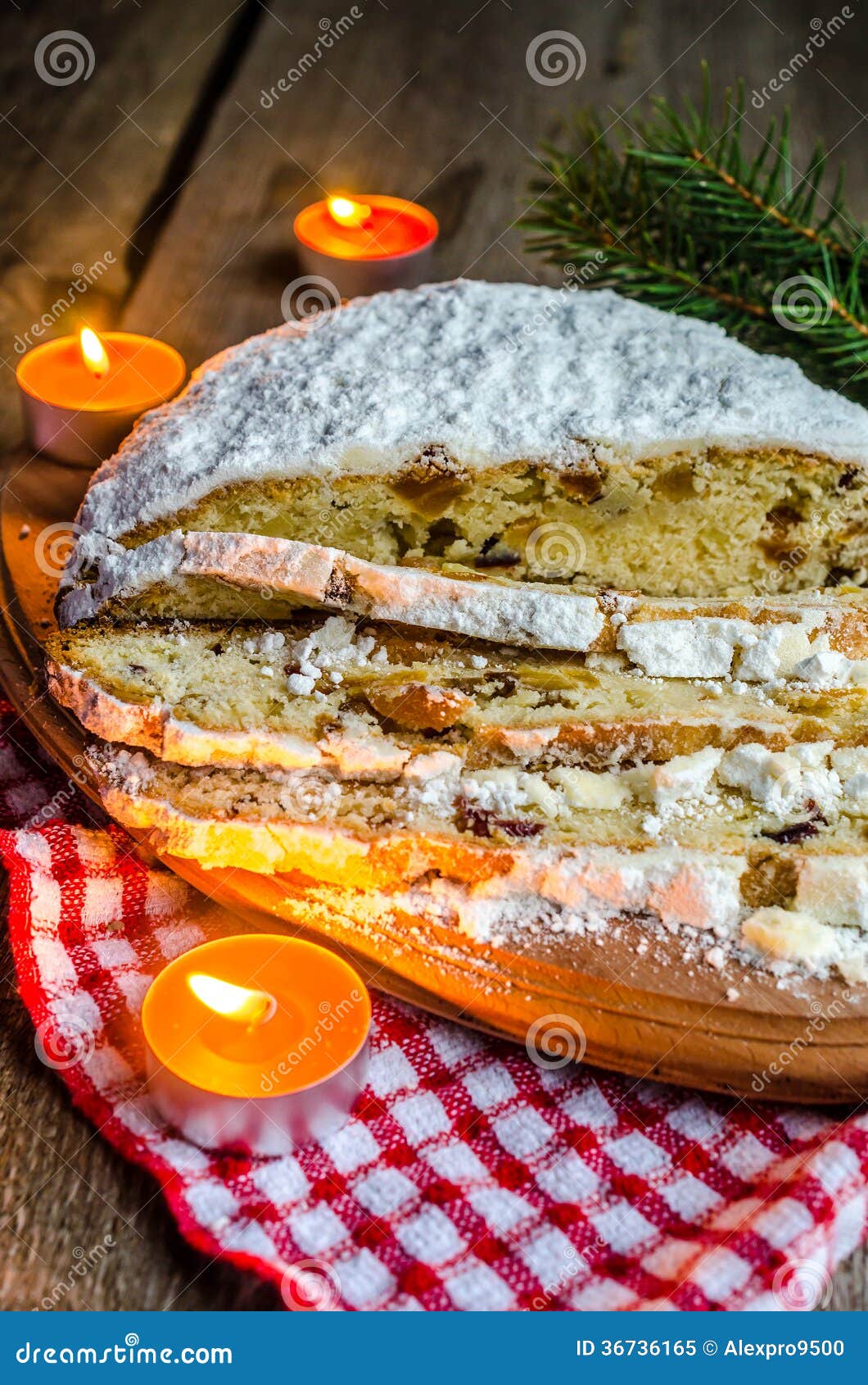 Stollen cake stock image. Image of aromatic, candle, food - 36736165