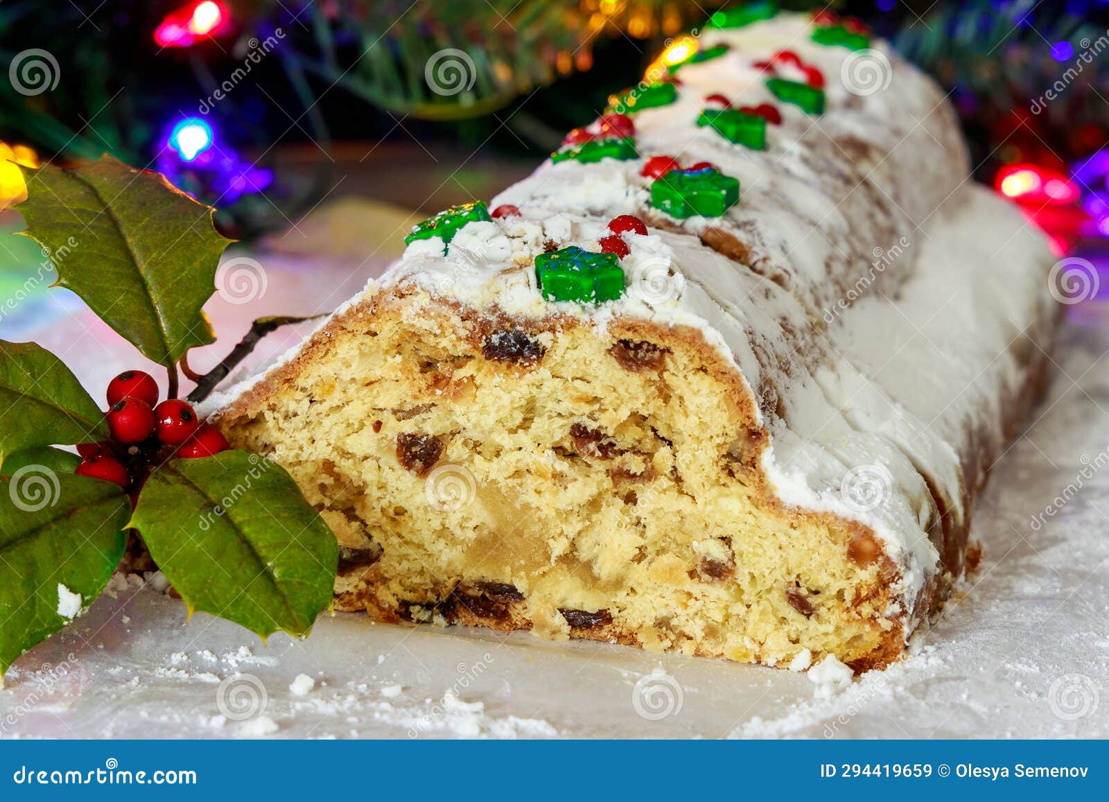 Stollen is Traditional German Christmas Cake Made with Marzipan. Stock ...