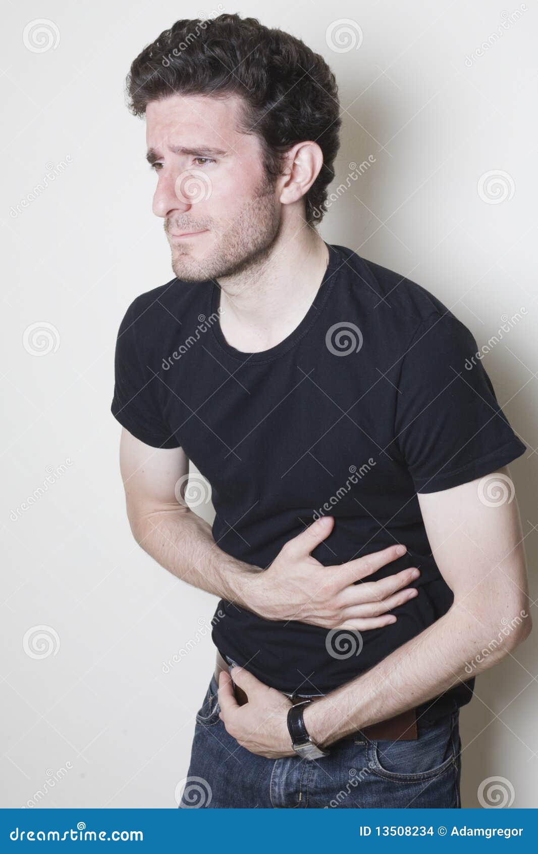 Stomach ache man stock photo. Image of abdomen, pained - 13508234