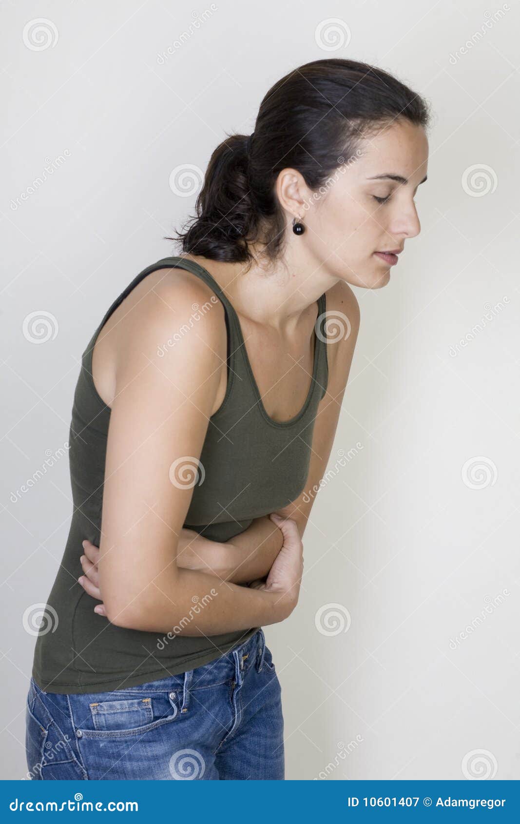 Stomach ache woman stock image. Image of torso, weakness - 10601407