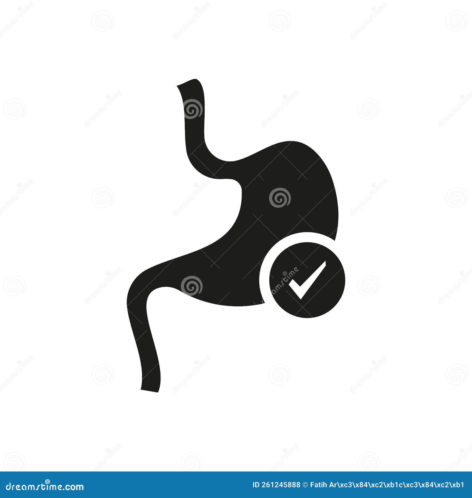 Stomach and Check Mark. Symbol of Good Digestion. Isolated Vector ...