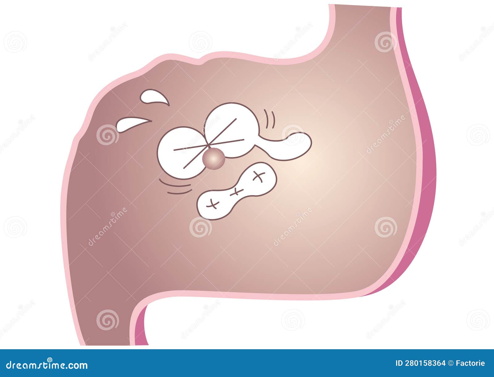 Stomach that Hurts and Distorts Face Stock Vector - Illustration of ...