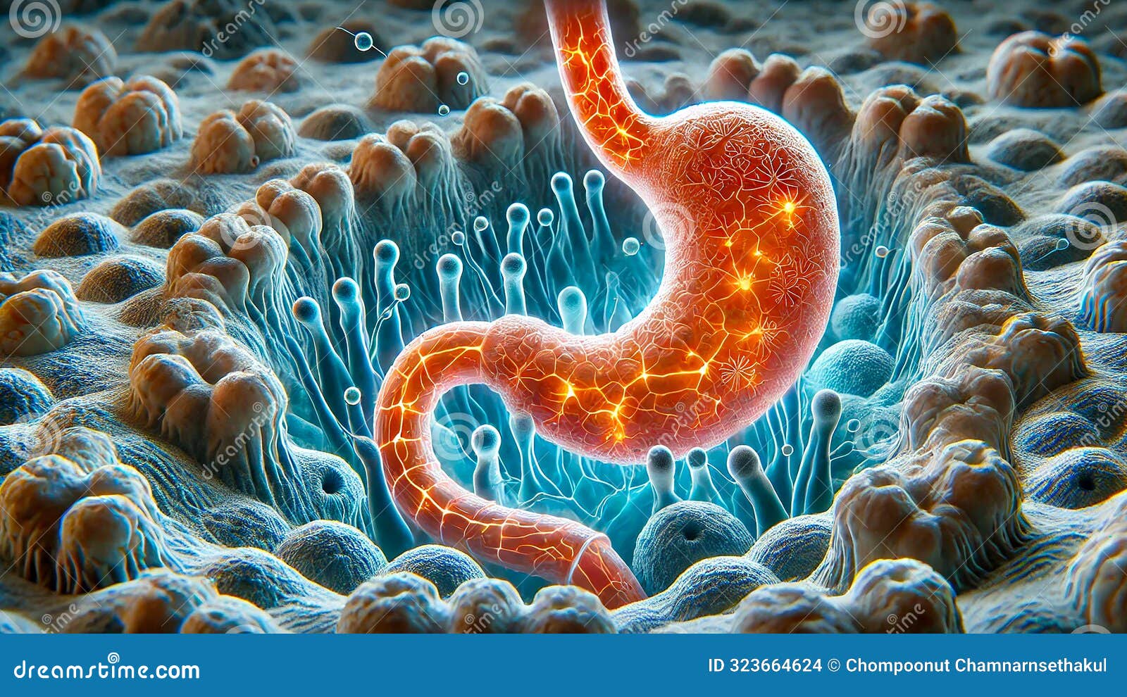 Stomach Lining Producing Digestive Enzymes,cells Involved Stock ...