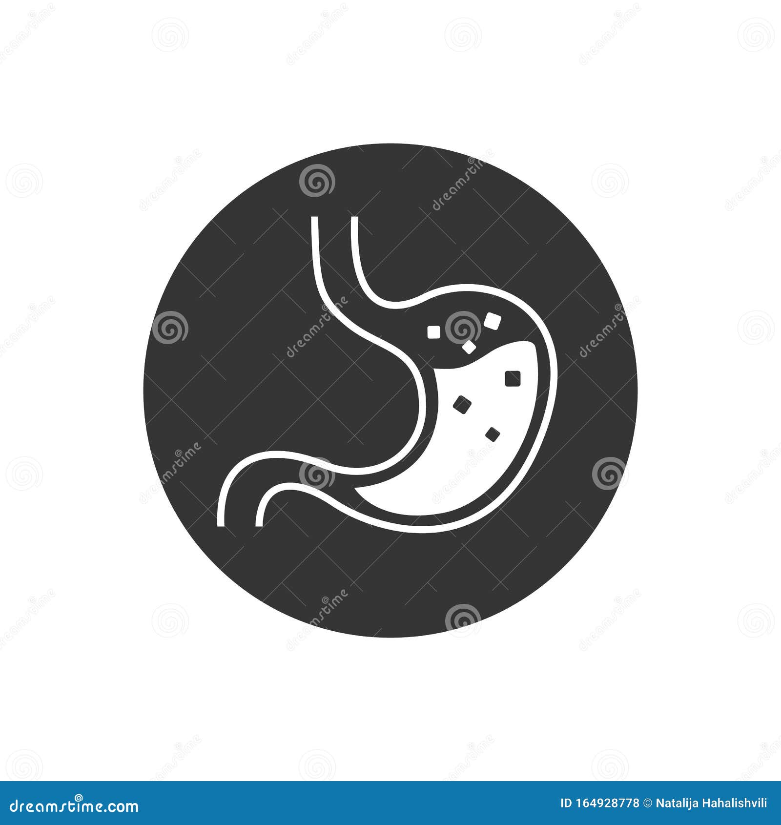 Stomach White Icon on Gray. Vector Stock Vector - Illustration of ...