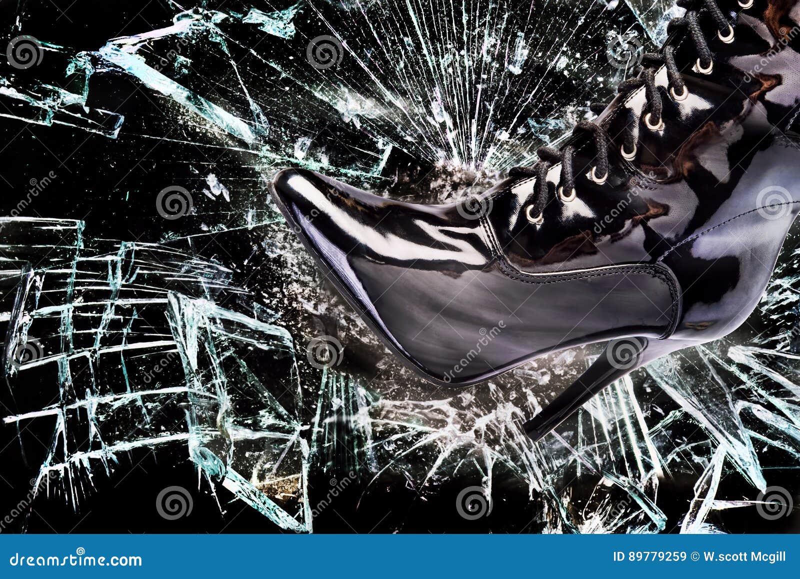 Stomping Throught a Glass Window. Stock Image - Image of pointed ...