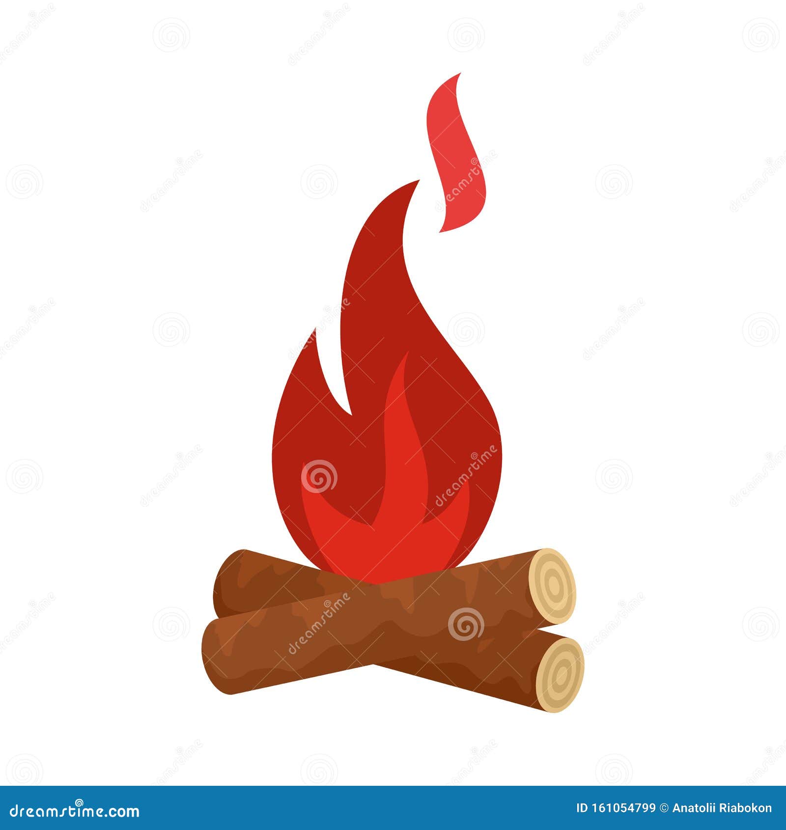 Stone Age Camp Fire Icon, Flat Style Stock Vector - Illustration of ...