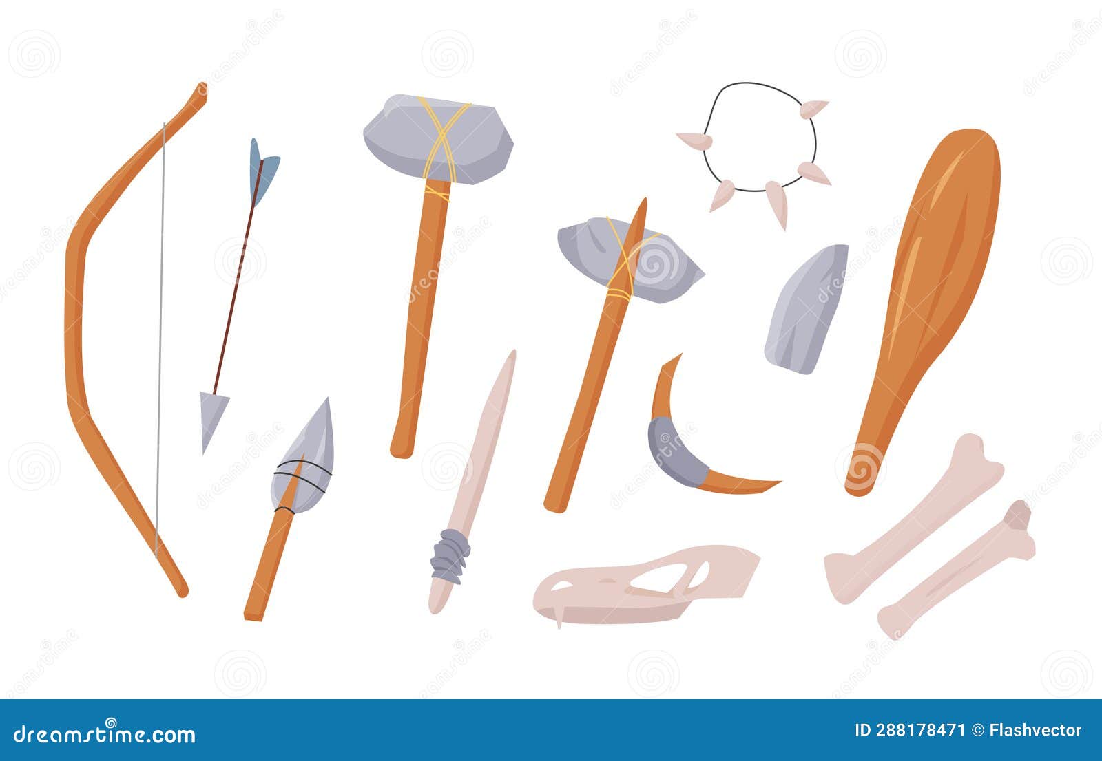 Stone age instruments stock vector. Illustration of evolution - 288178471