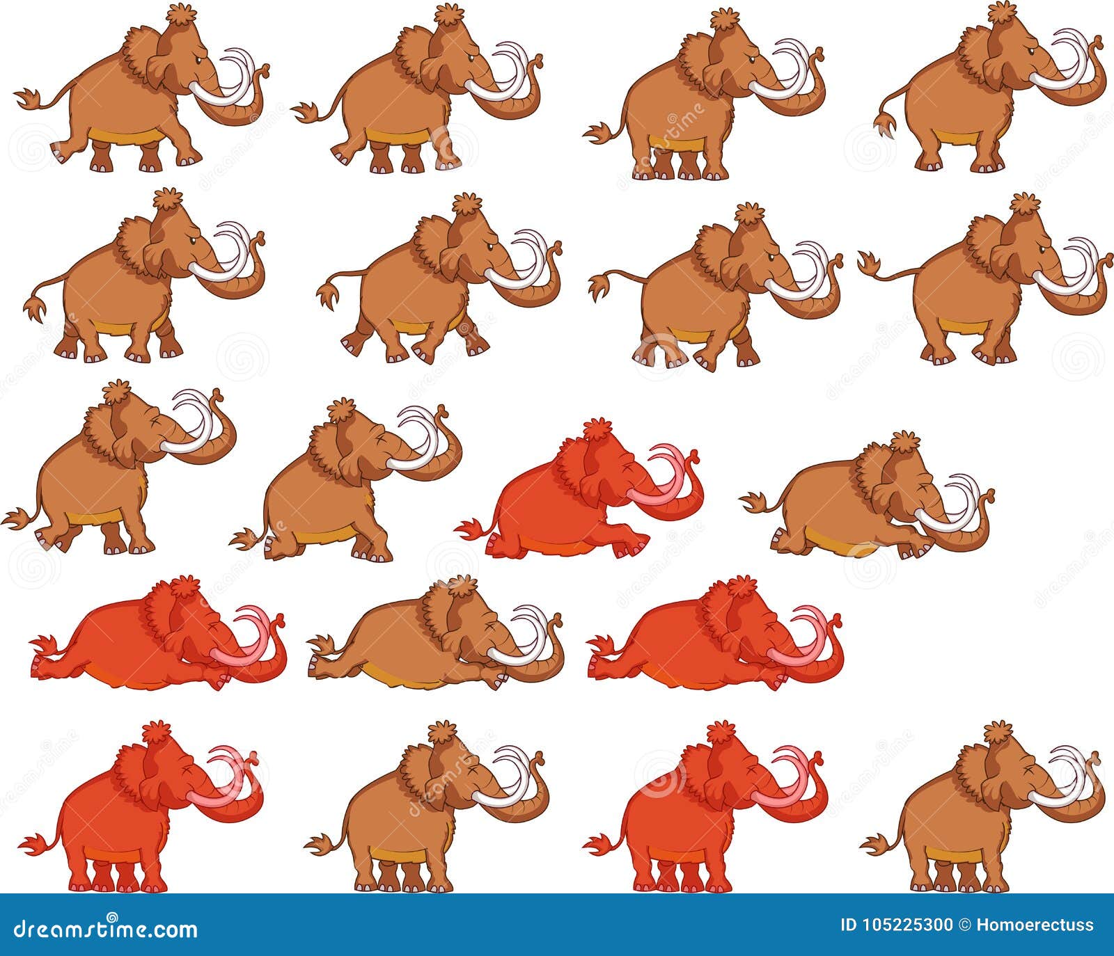 Stone Age Mammoth Cartoon Animation Sprite Stock Vector - Illustration of postcard, dying: 105225300