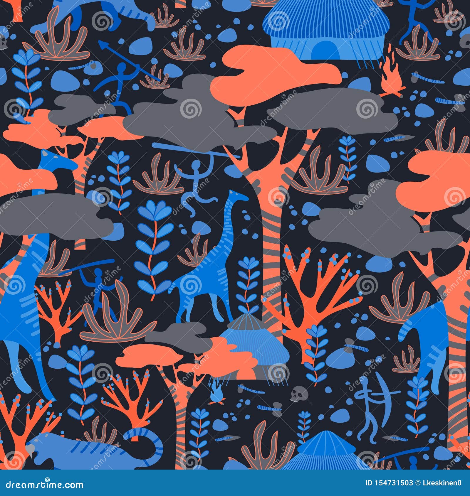 Stone Age Pattern Seamless Design Graphic Stock Vector - Illustration ...