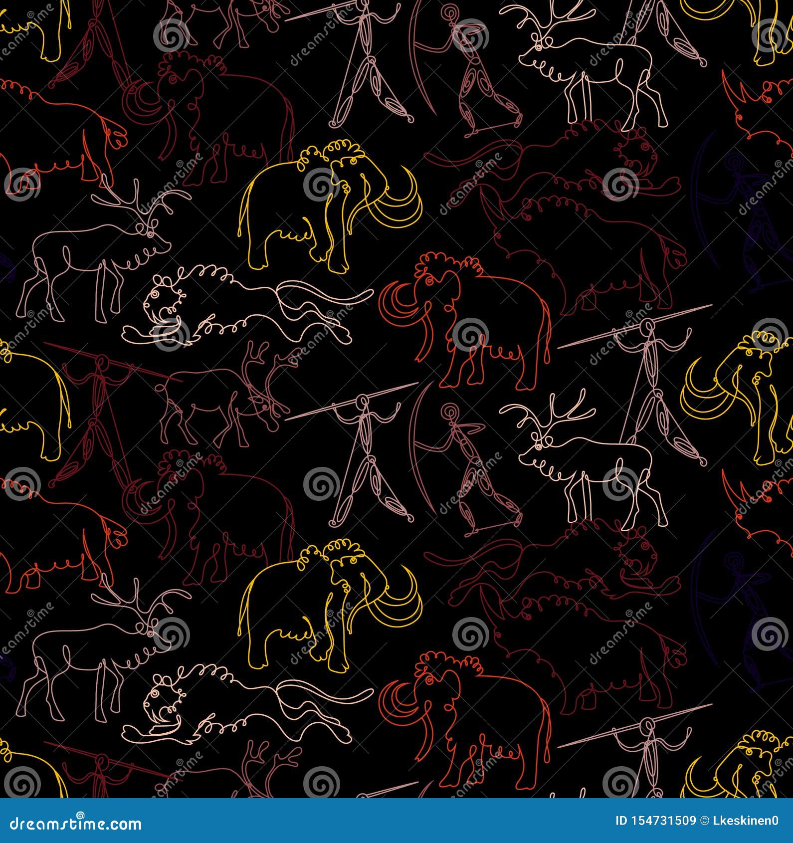 Stone Age Pattern Seamless Design Graphic Stock Vector - Illustration ...