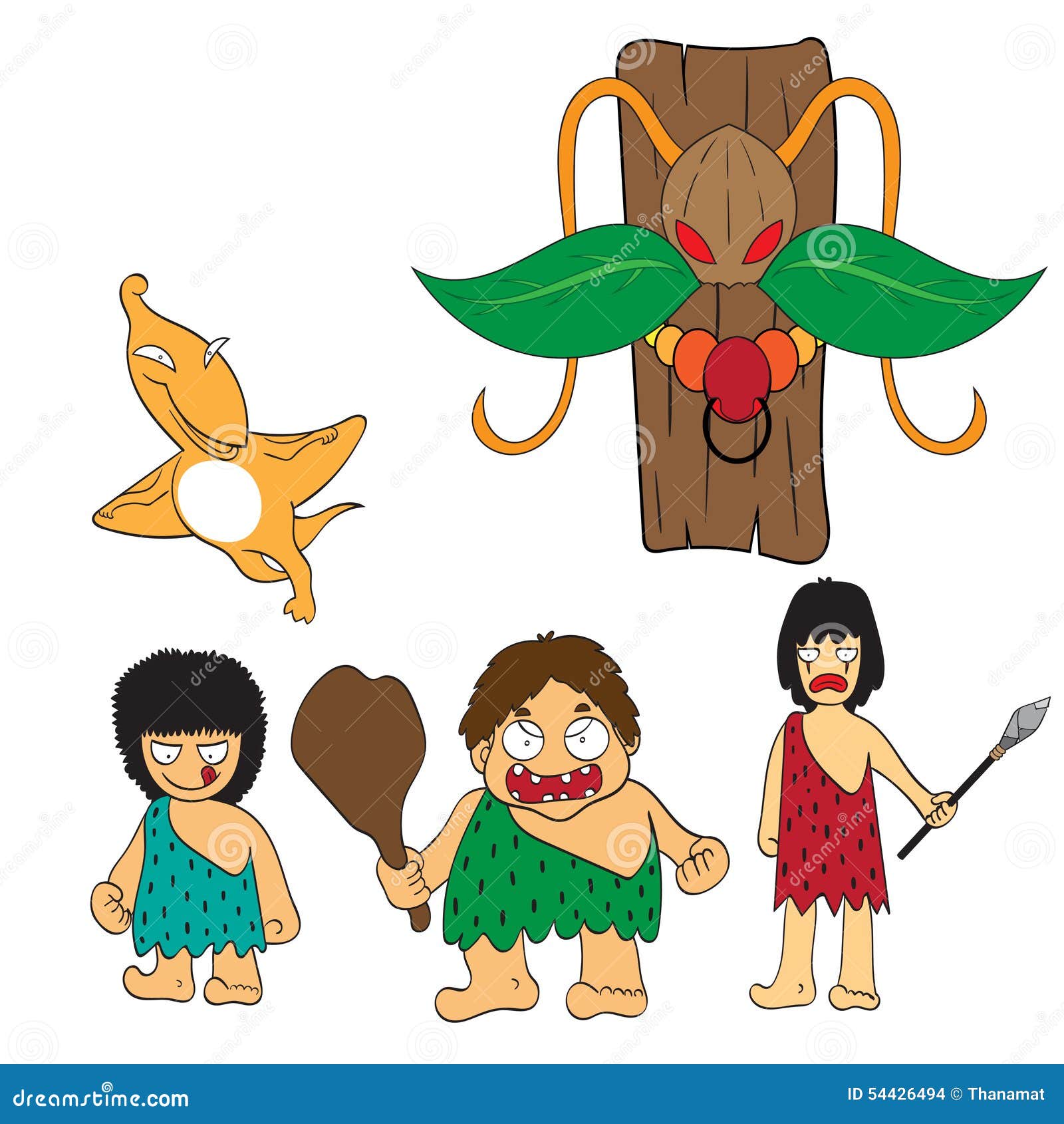 Stone age people cartoon stock vector. Illustration of club - 54426494