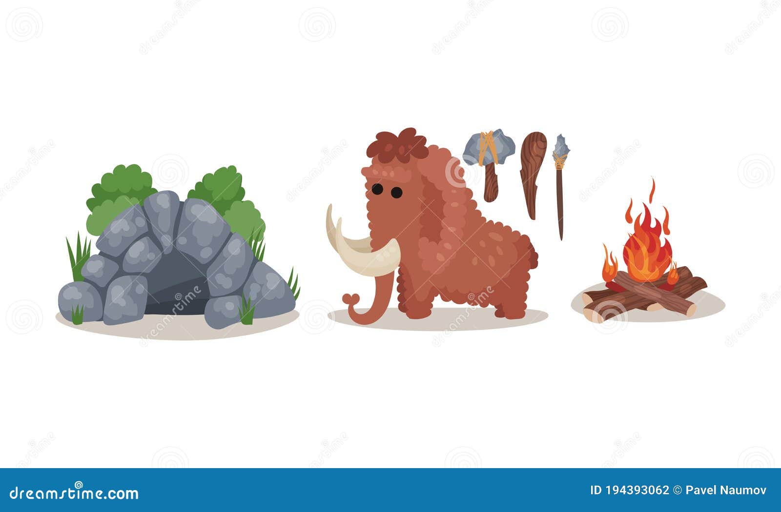 Set Of Primitive Troglodyte Man Made Bone Tools And A Necklace With ...