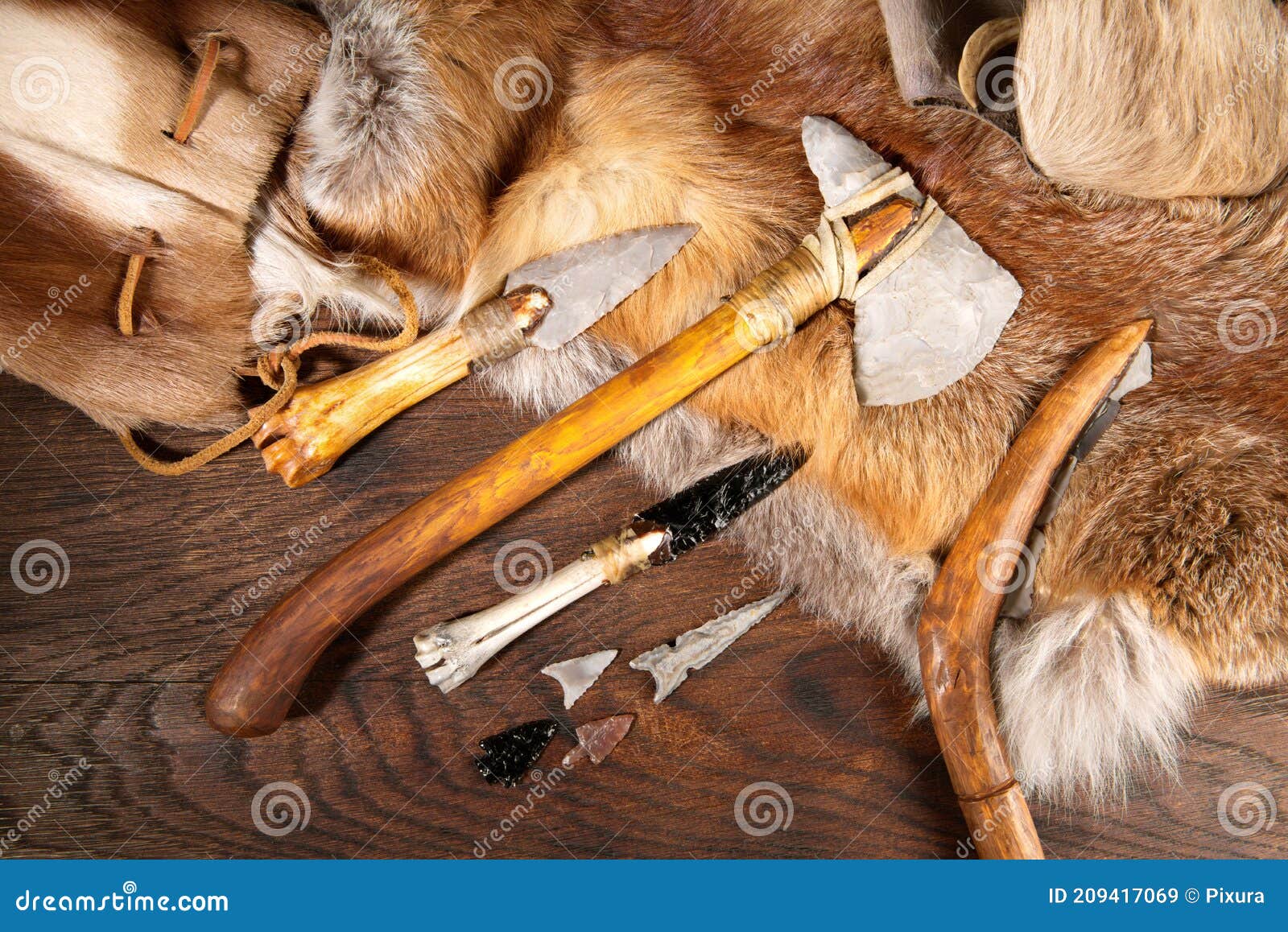 Stone Age Tool on Wooden Background Stock Image - Image of craft ...