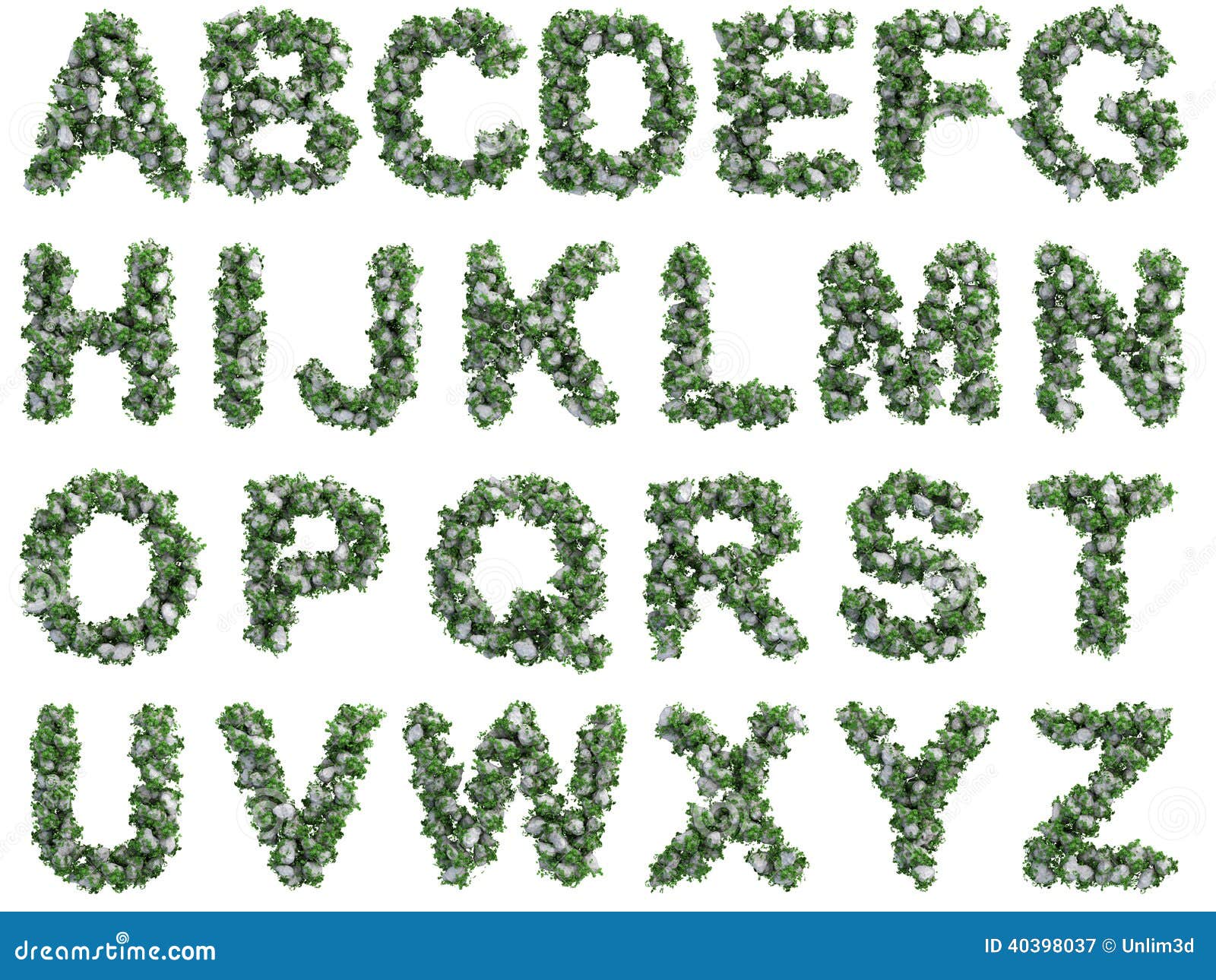 Stone Alphabet Covered with Ivy Stock Illustration - Illustration of ...