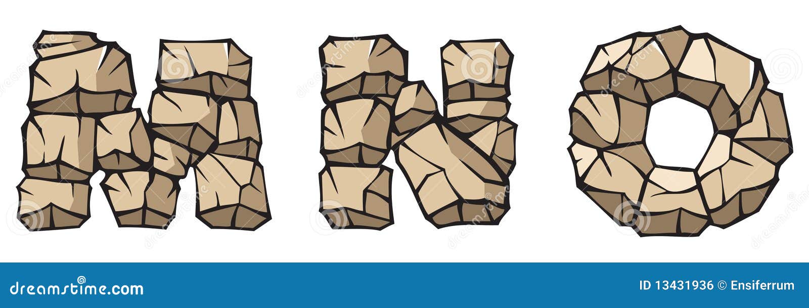 Stone alphabet: MNO stock vector. Illustration of draw - 13431936