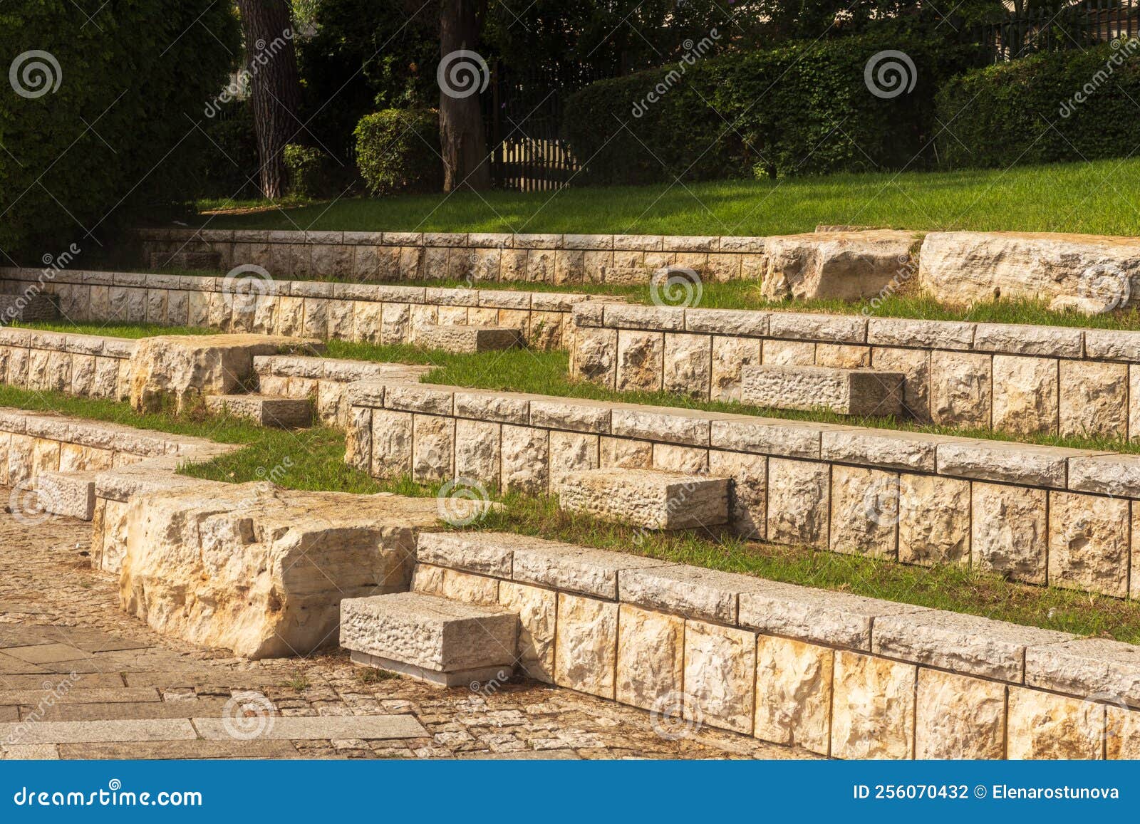 Stone Amphitheater with Steps in Park Stock Photo - Image of ancient ...