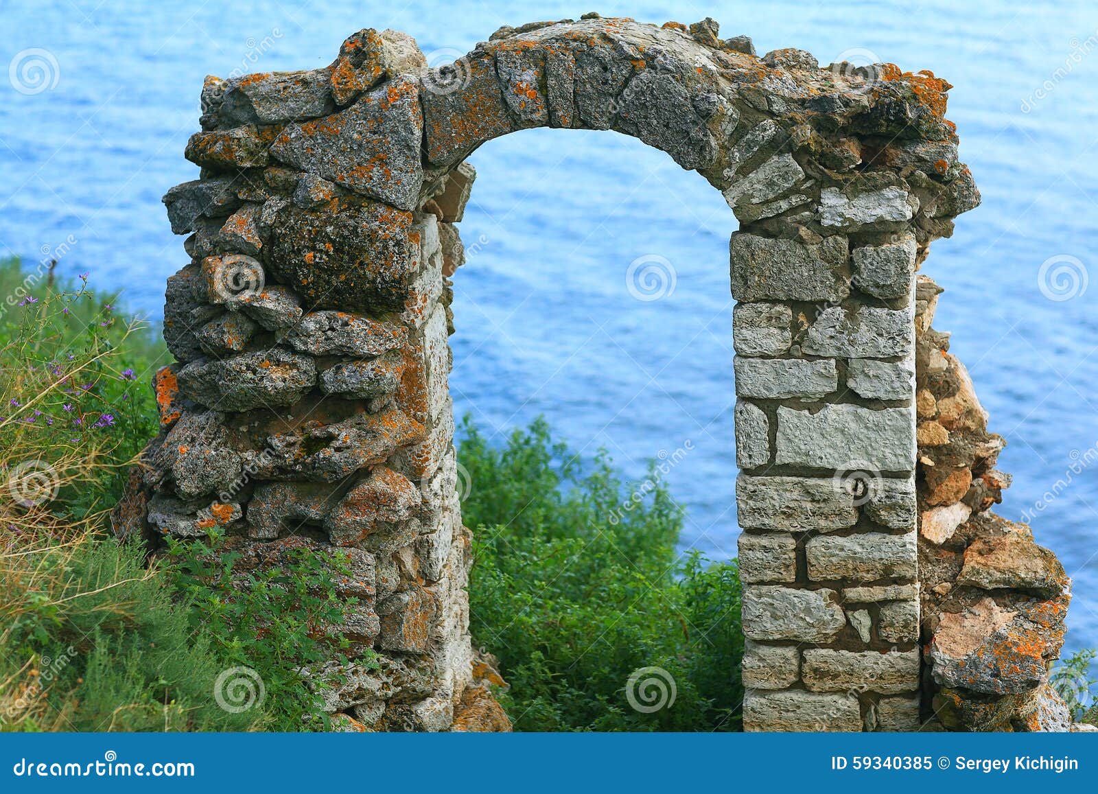 Stone ancient arch stock image. Image of castle, seascape - 59340385