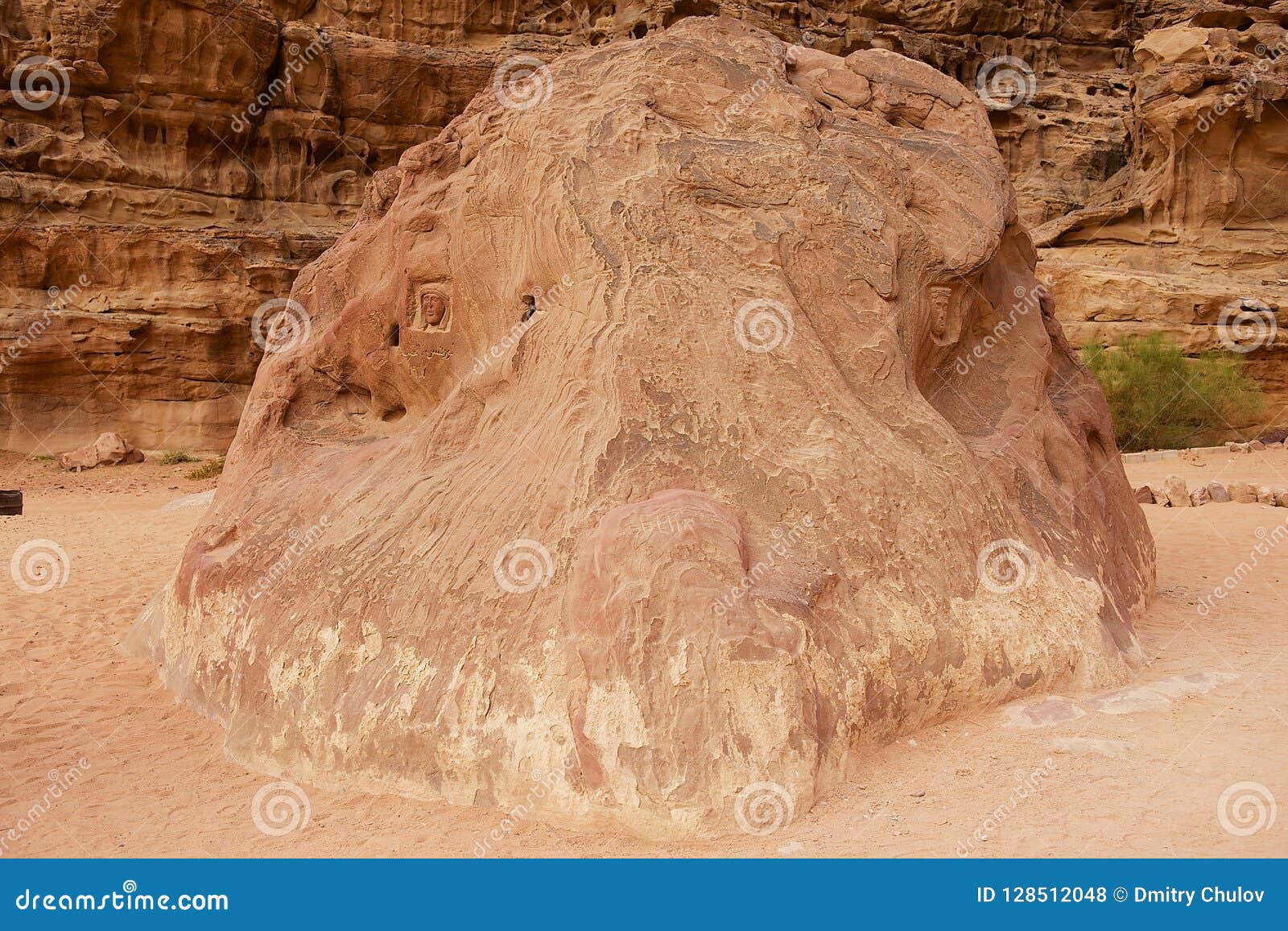 Stone with Ancient Images of Faces in the Valley of the Moon in Wadi ...