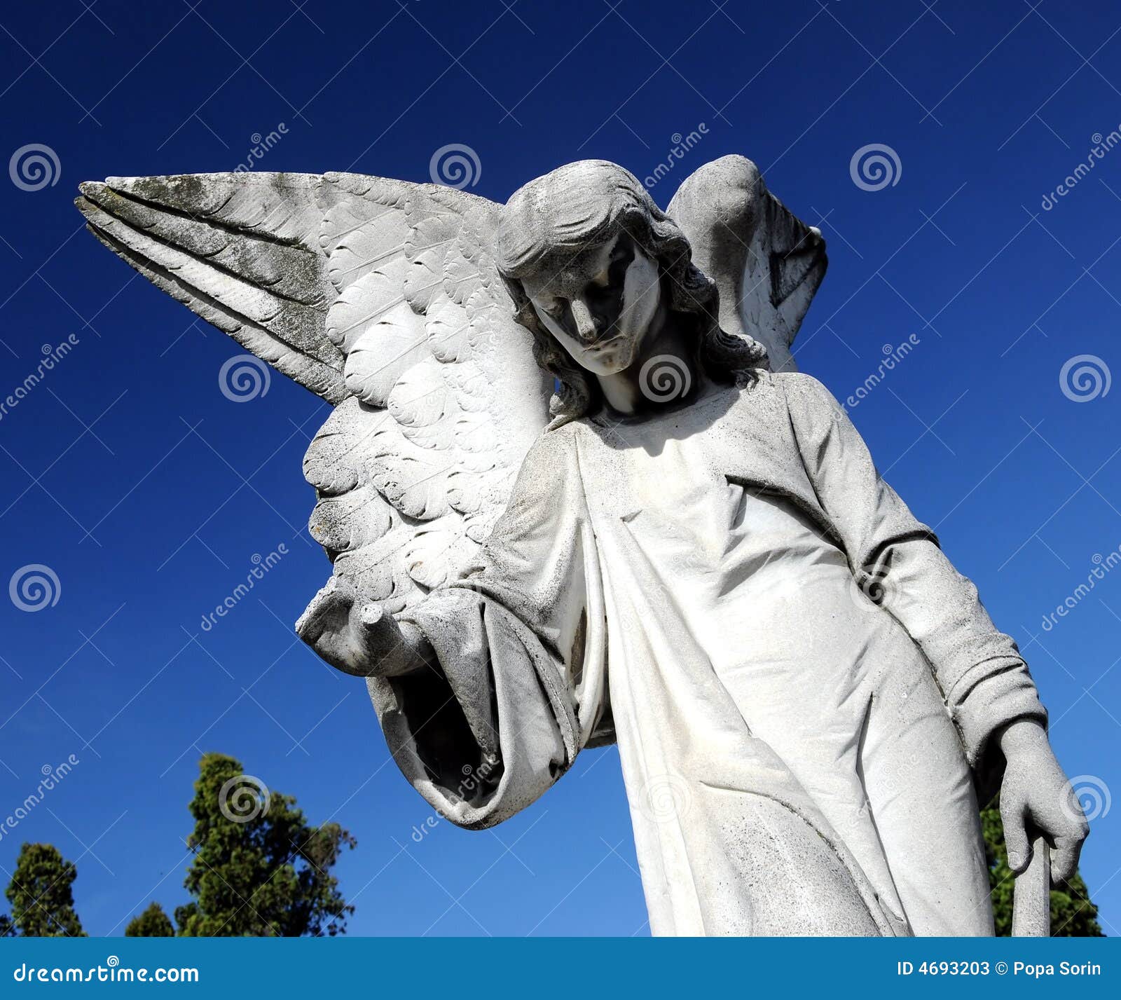 Stone Angel stock image. Image of stone, cross, wings - 4693203
