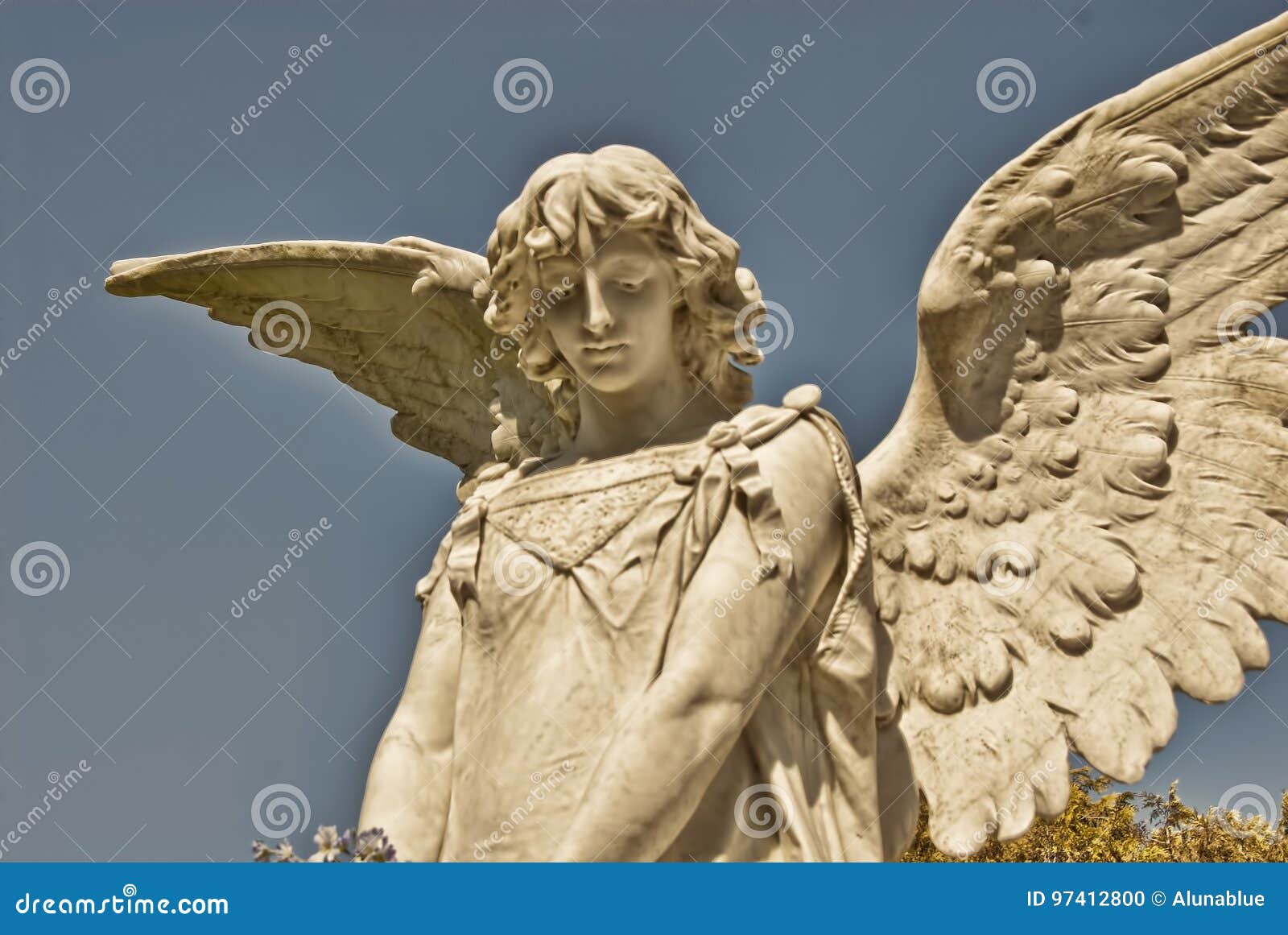 Stone Angel Sculpture stock photo. Image of placid, peace - 97412800