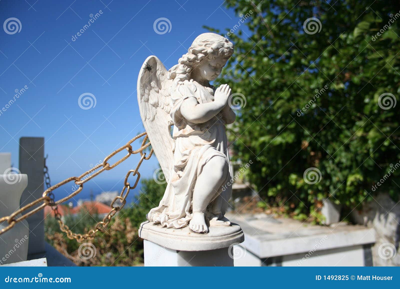 Stone Angel Statue stock image. Image of tombstone, girl - 1492825
