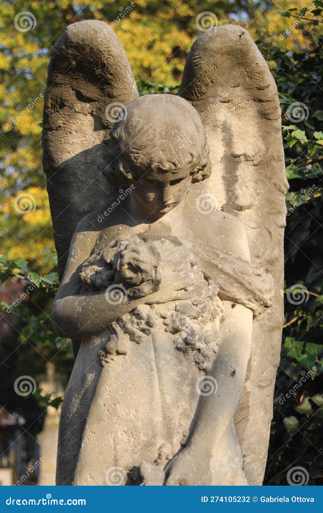 A Stone Angel Statue at a Graveyard Stock Photo - Image of statue ...