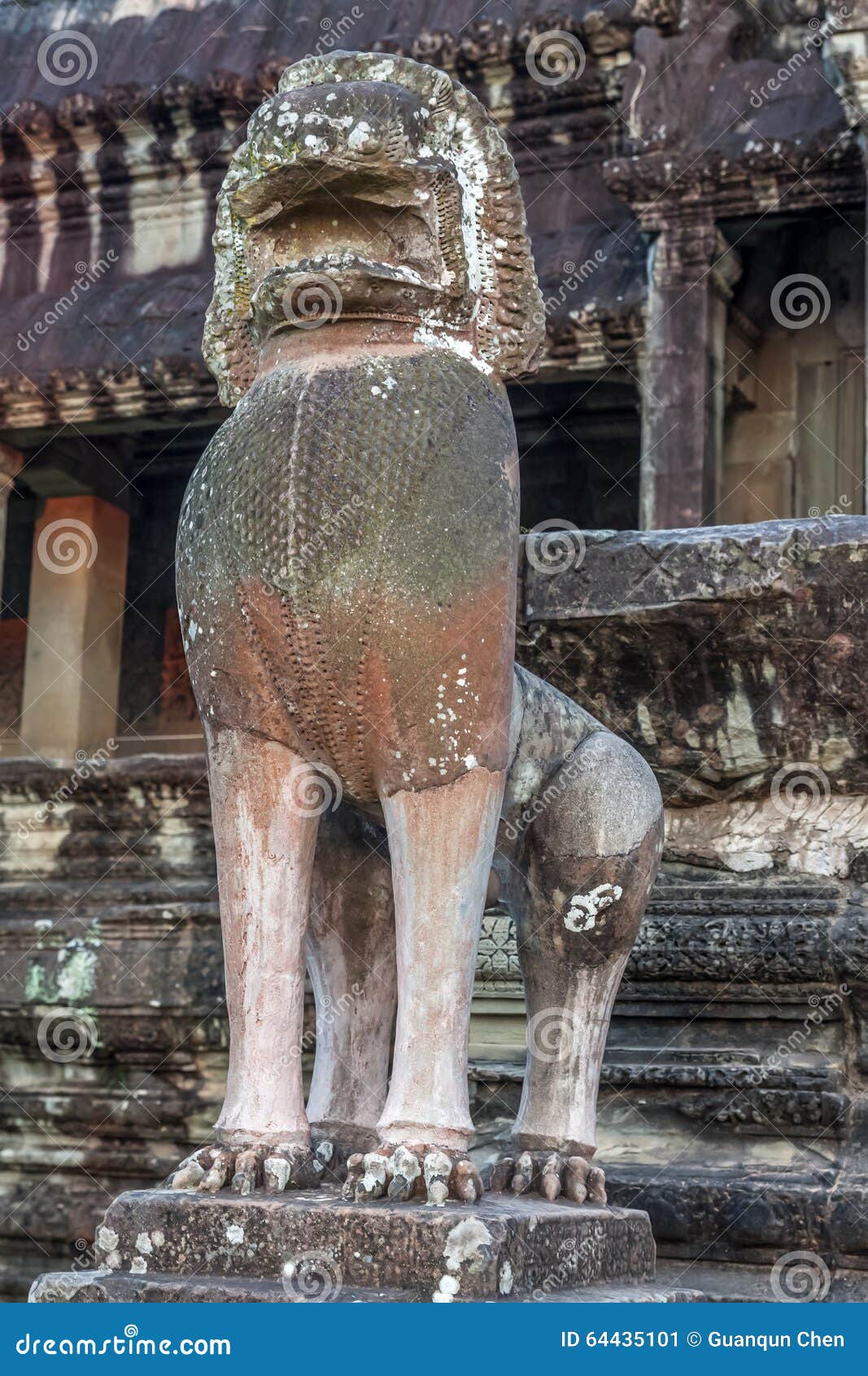 Stone Animal in Front of Angkor Wat Stock Image - Image of animal, reap ...