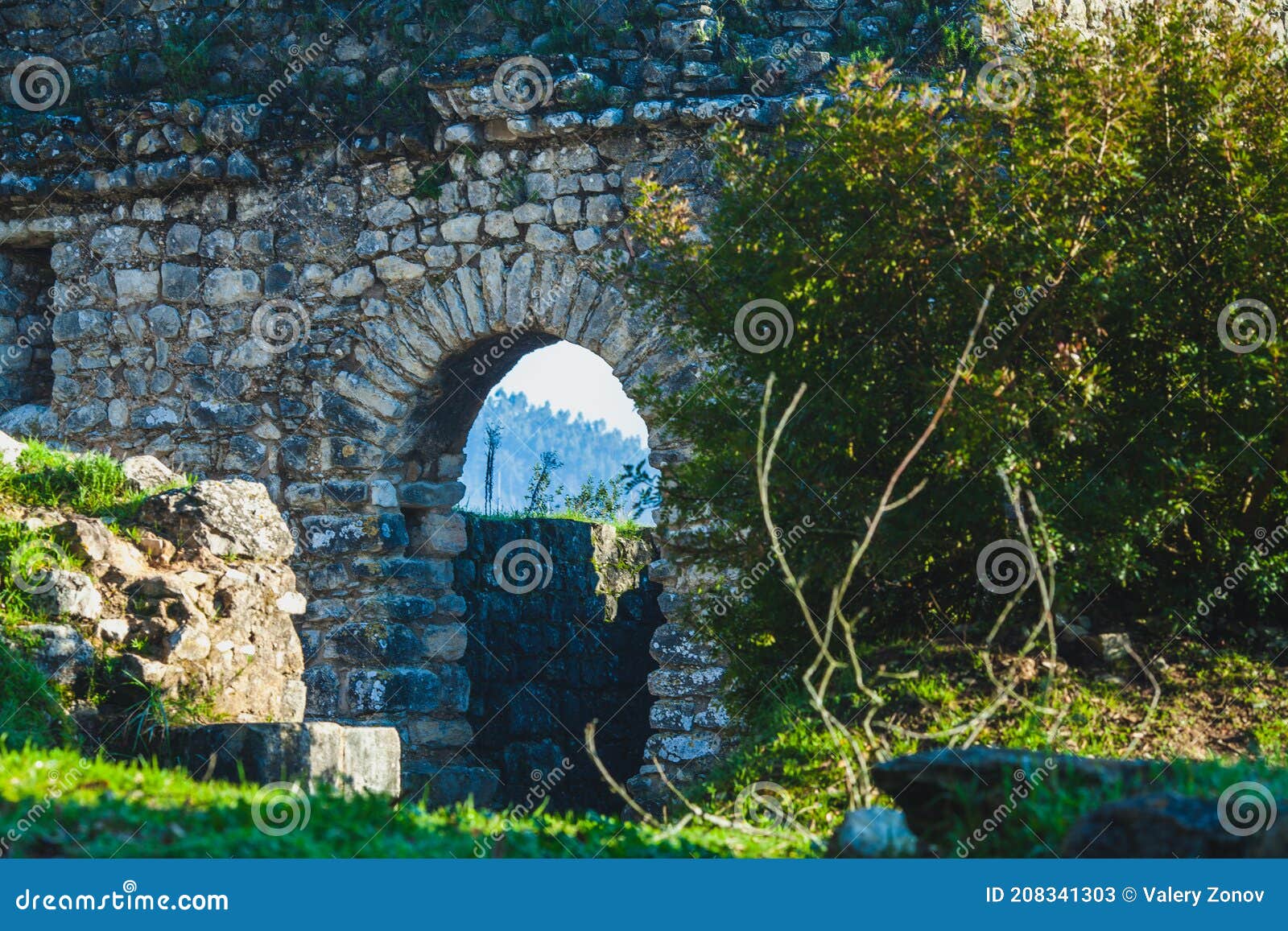 Stone arc at an old castle stock image. Image of forest - 208341303