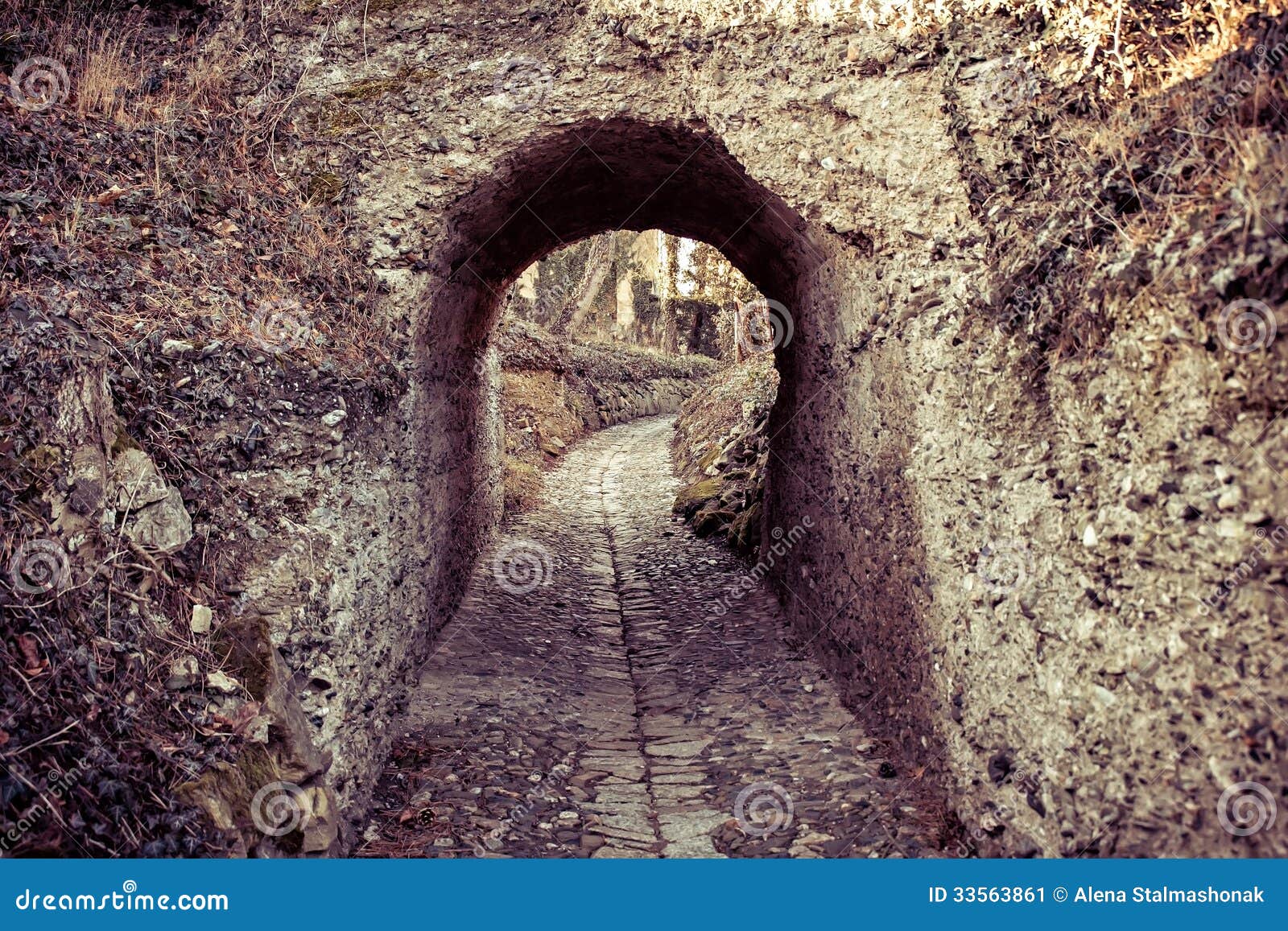 Stone arc and path stock image. Image of narrow, building - 33563861
