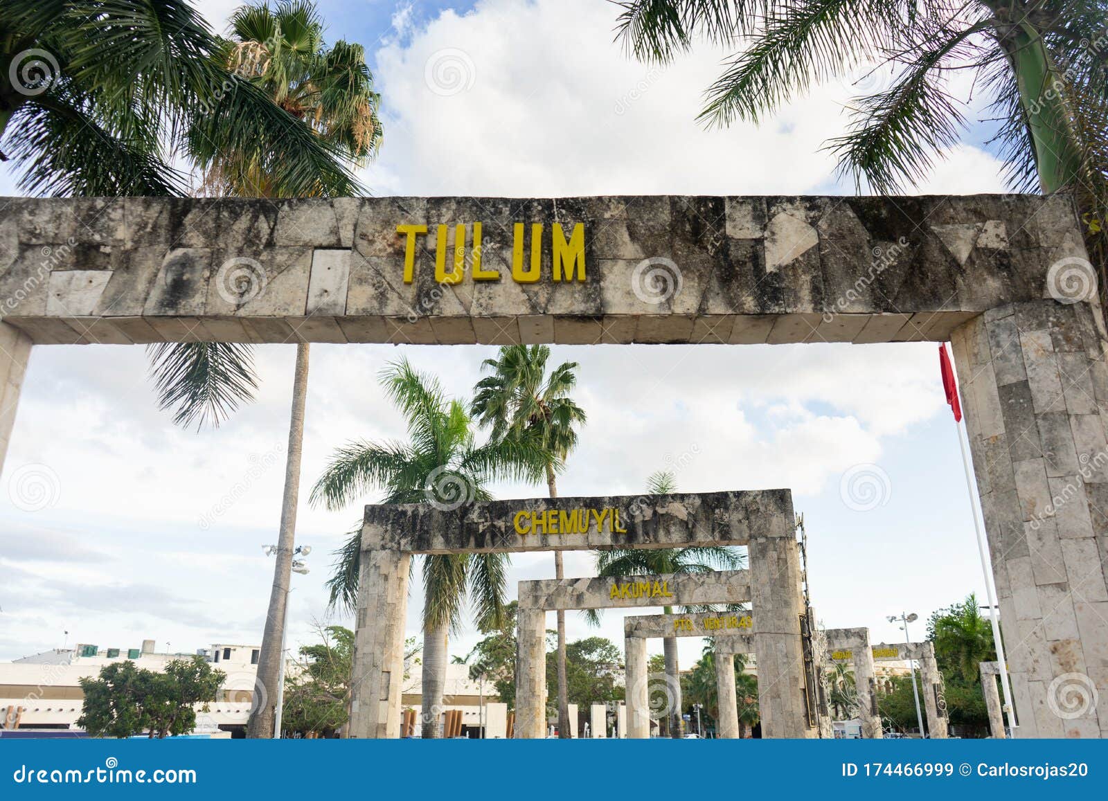 Arc with Tulum sign stock image. Image of arch, place - 174466999
