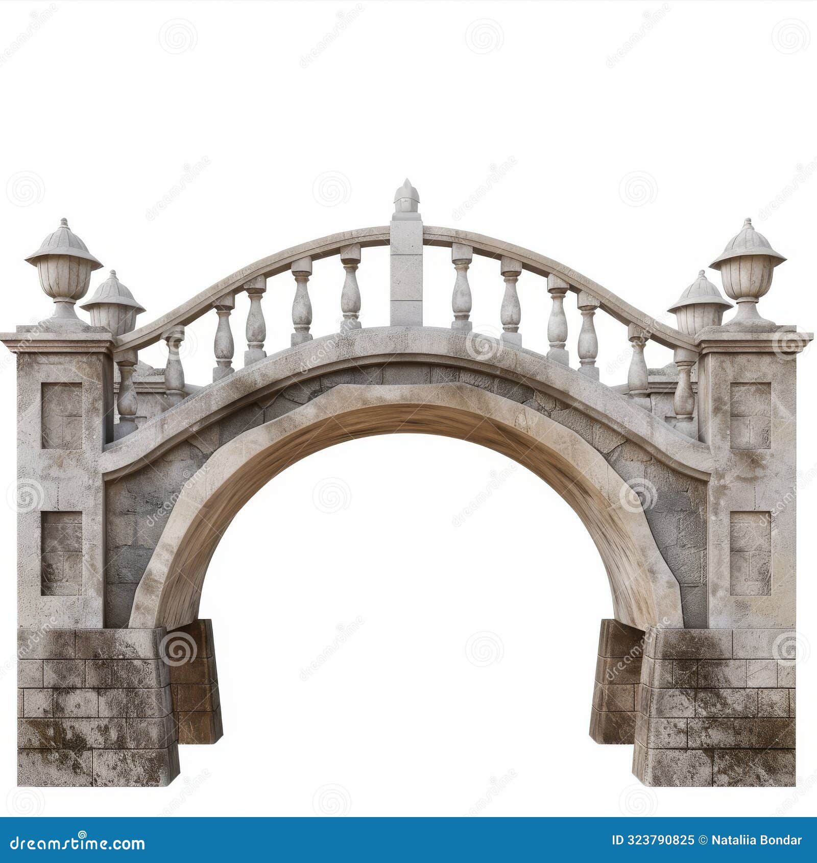 Stone Arch Bridge with Decorative Railings and Lamps. Stone Arch Bridge ...
