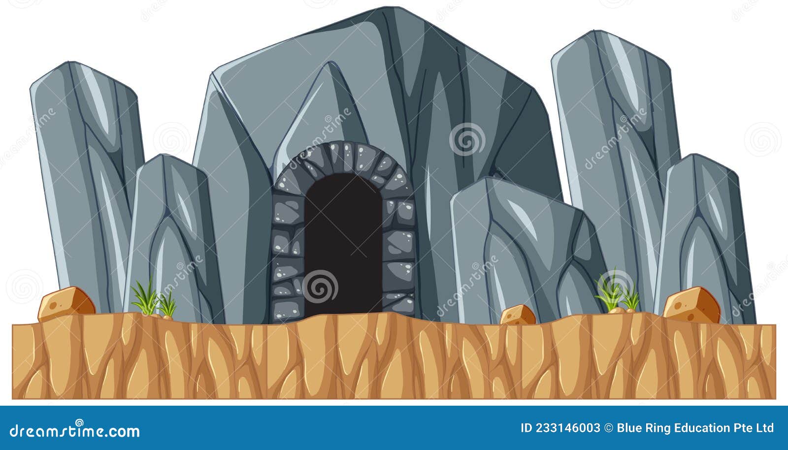 Stone Arch in Cave Style on White Background Stock Vector ...