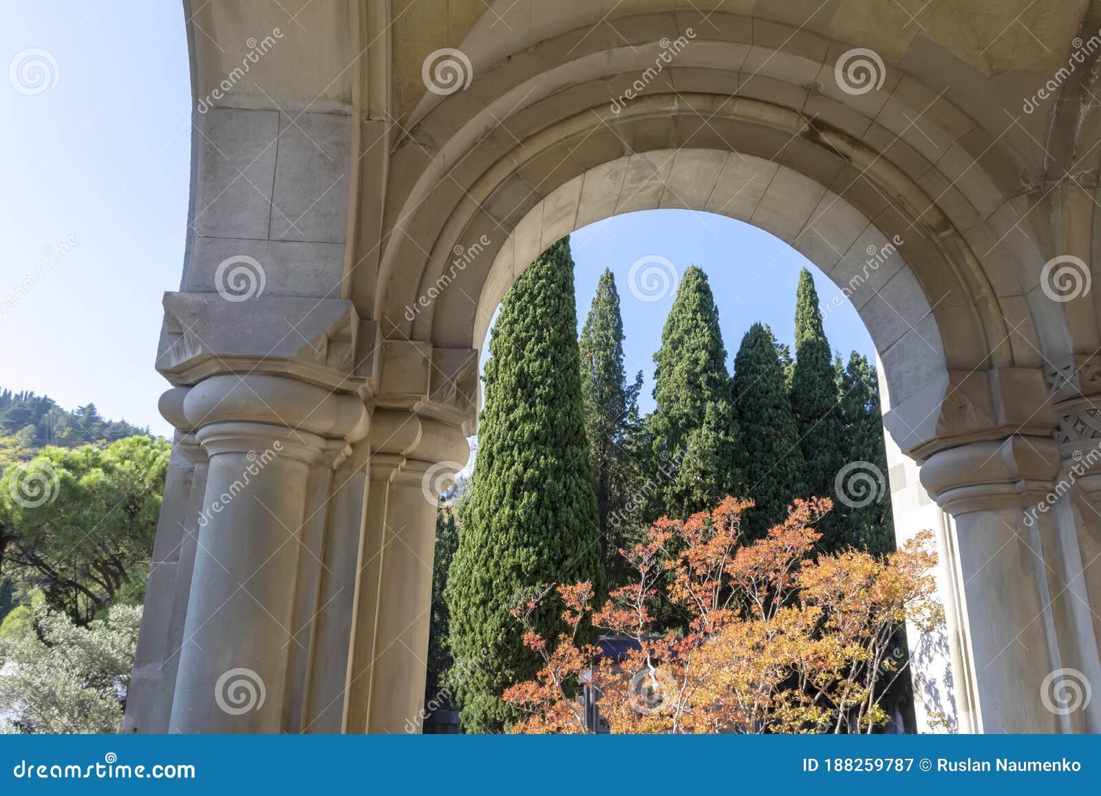 Stone arch and columns stock image. Image of stone, columns - 188259787