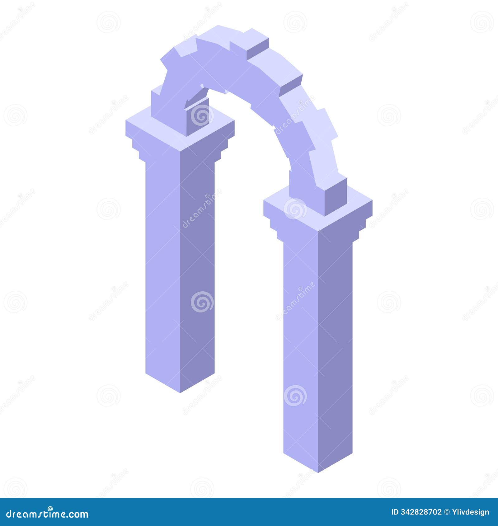 Stone Arch Connecting Two Pillars in Isometric View Stock Vector ...