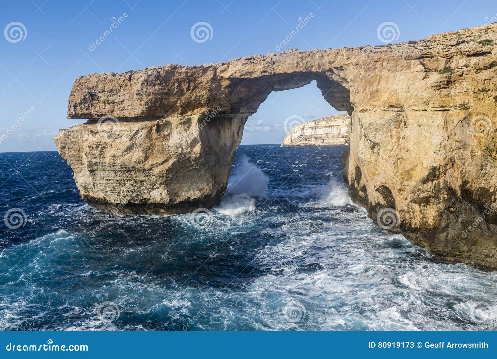 Stone Arch at Dweja on Gozo, Malta Stock Image - Image of hole, window ...