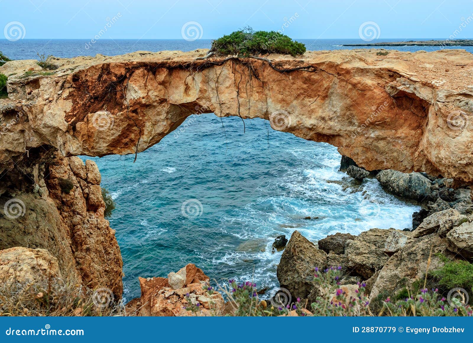 Stone arch over coastline stock image. Image of greco - 28870779