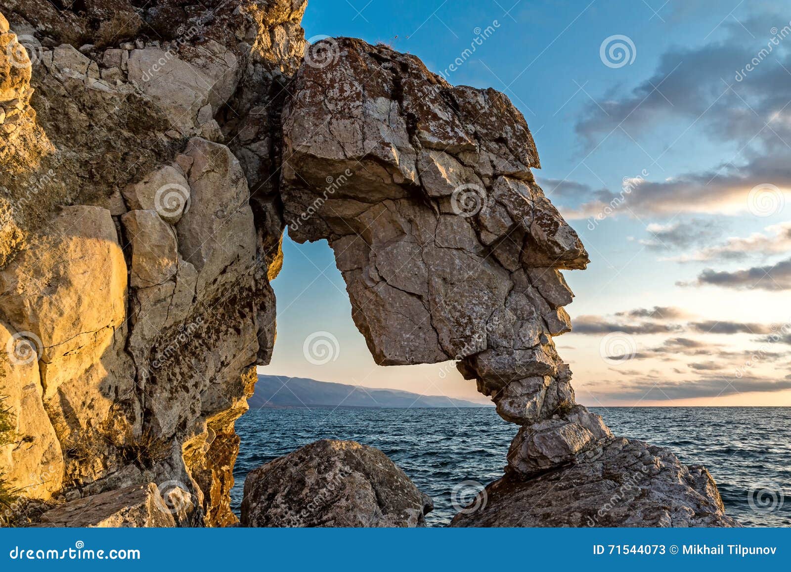Stone Arch in Rock on the Shore of Lake Baikal Stock Image - Image of ...