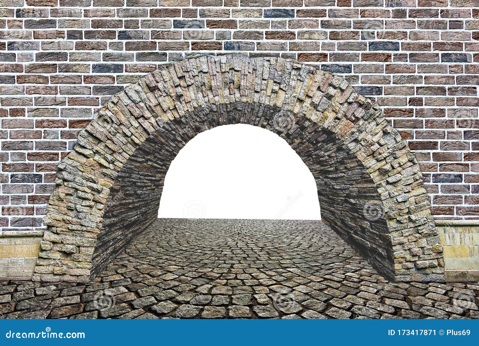 Stone Arch in the Wall Isolated on White Stock Image - Image of ...