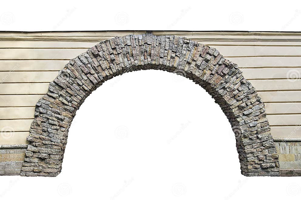 Stone Arch in the Wall Isolated on White Background Stock Photo - Image ...