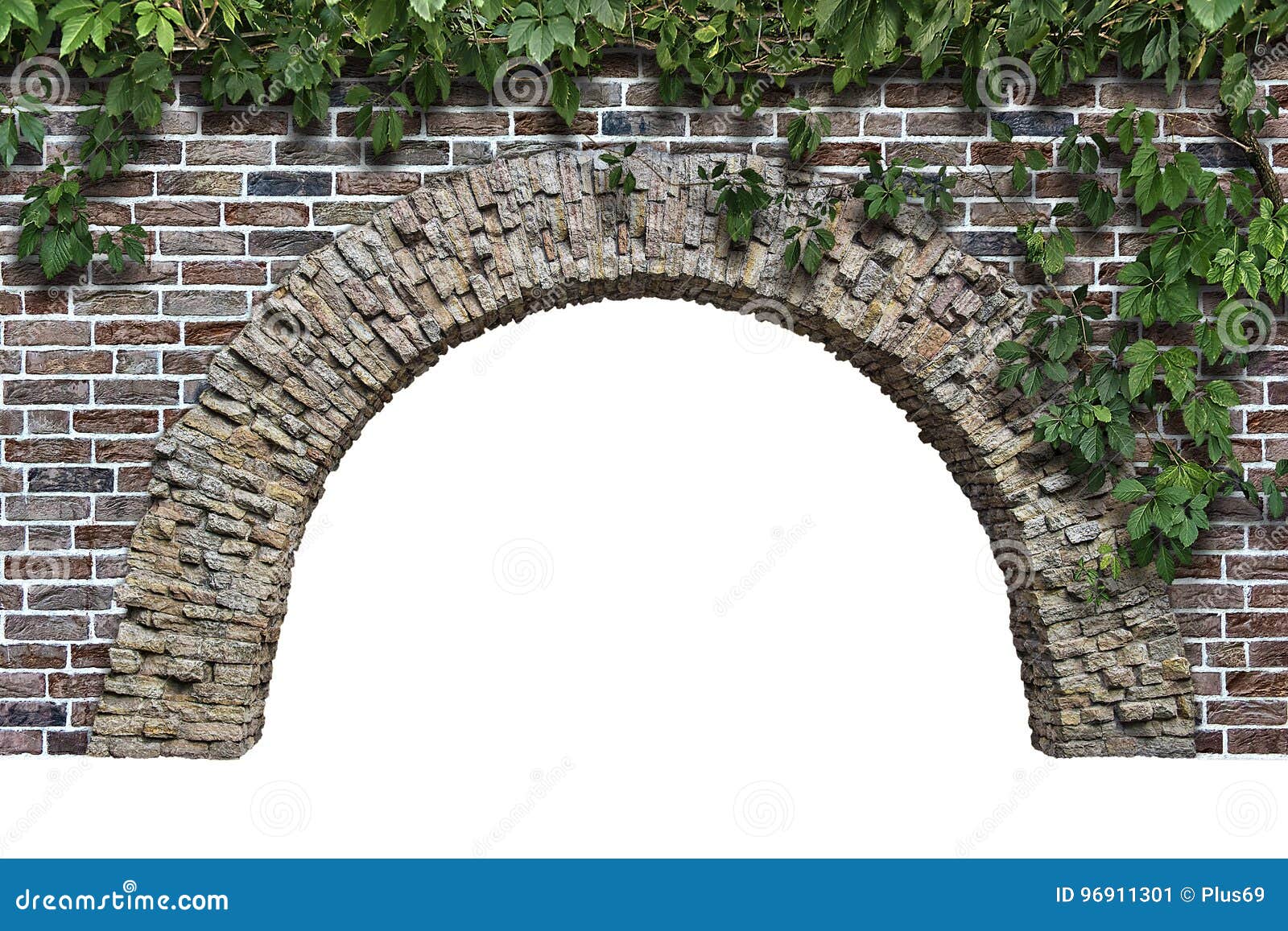 Stone Arch in the Wall Isolated on White Background Stock Image - Image ...