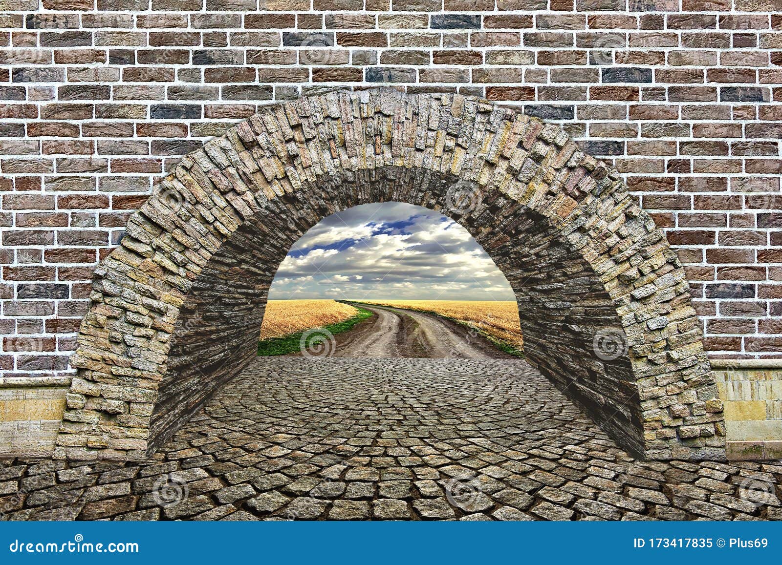 Stone arch in the wall stock image. Image of wall, border - 173417835